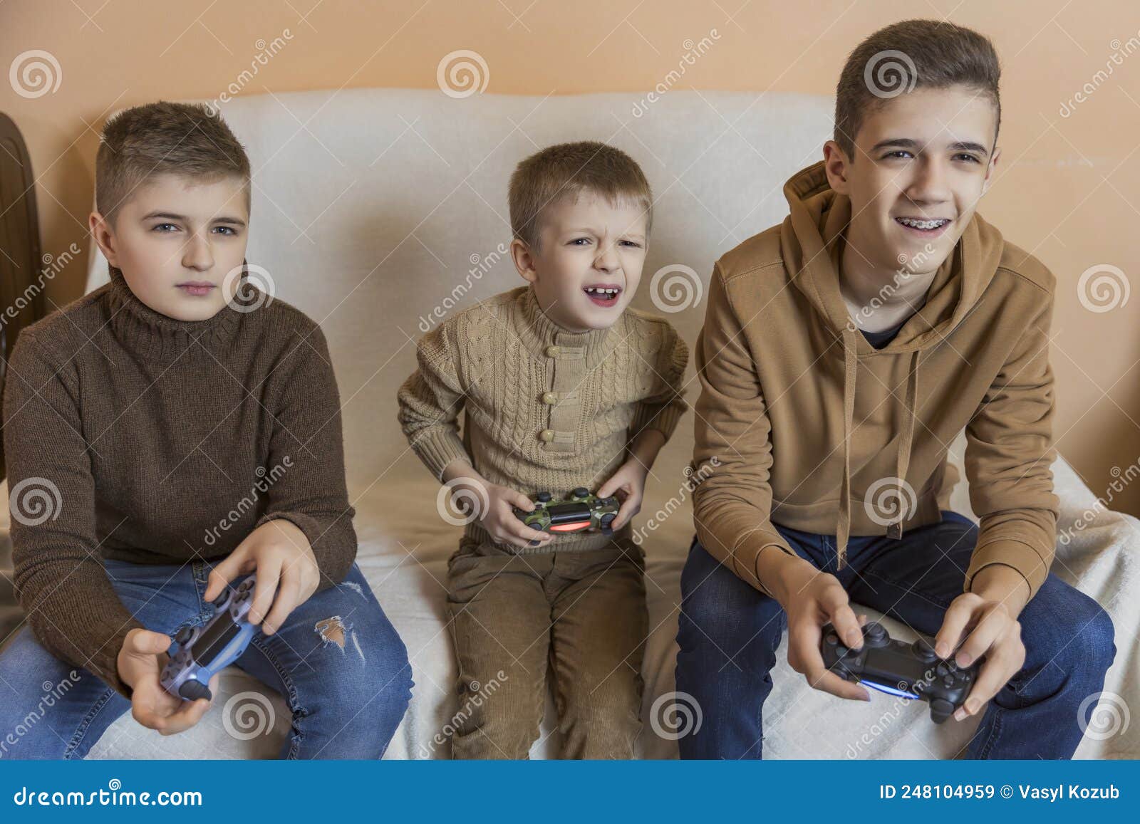 Children Playing on the Console Stock Image - Image of gaming ...
