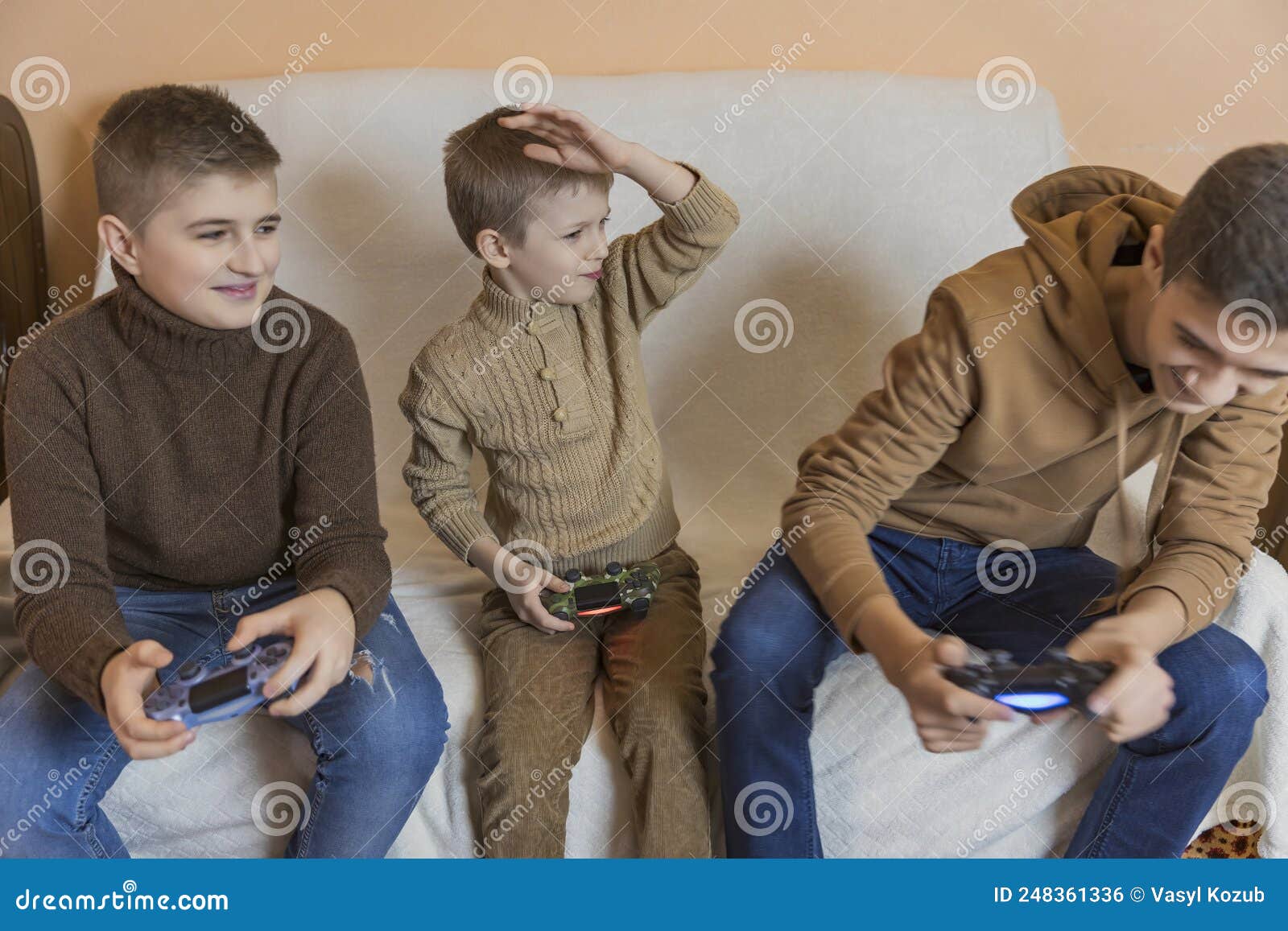 Children Playing on the Console Stock Photo - Image of console, child ...