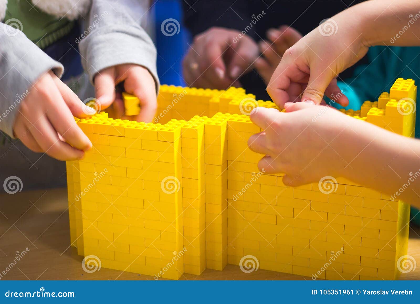 Child Playing with Construction Blocks Stock Image - Image of detail ...