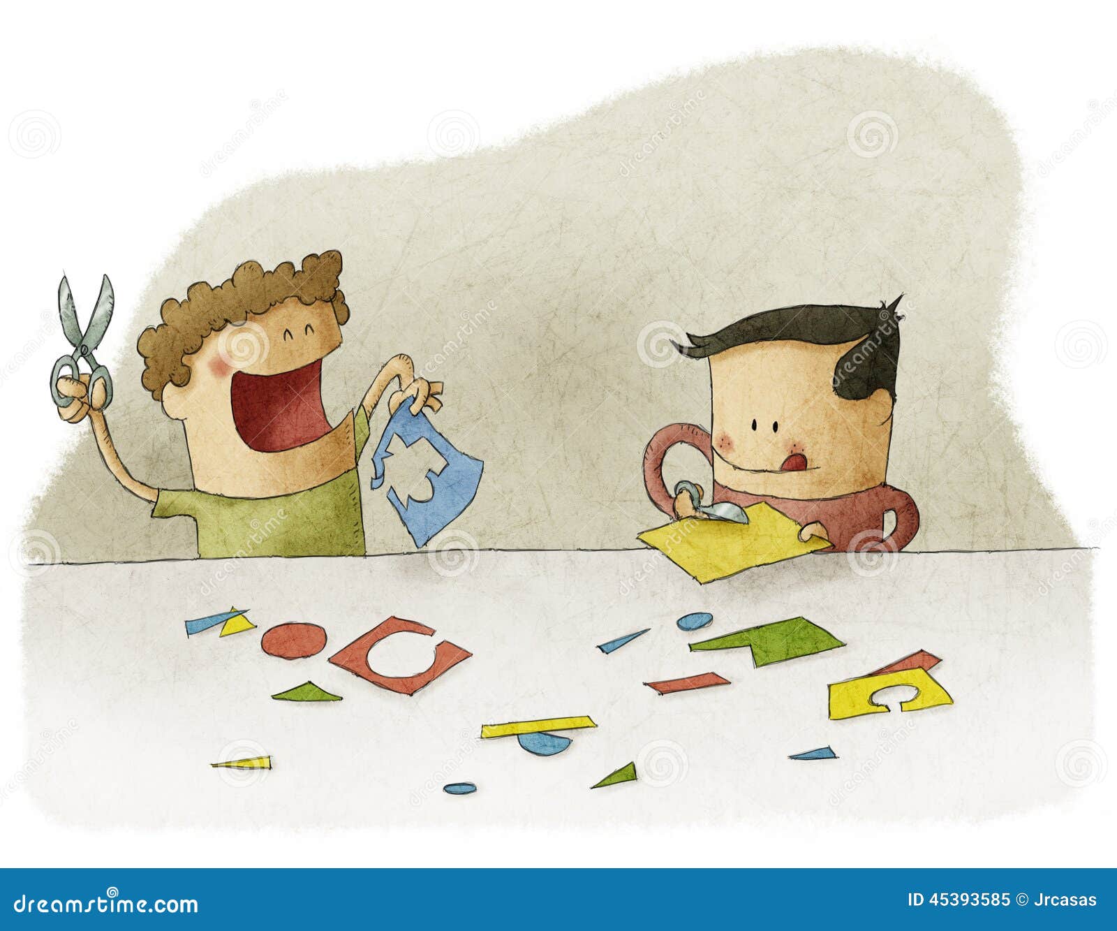 Children Playing with Craft Stock Illustration - Illustration of people ...