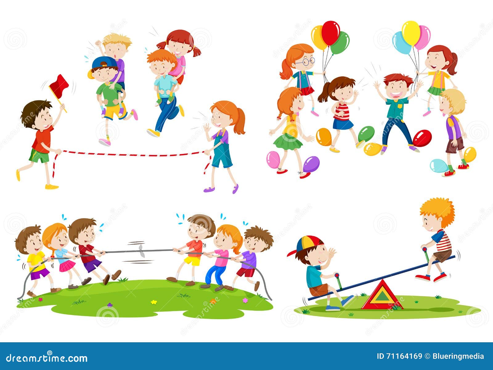 Children Playing Different Games Stock Vector - Illustration of ...