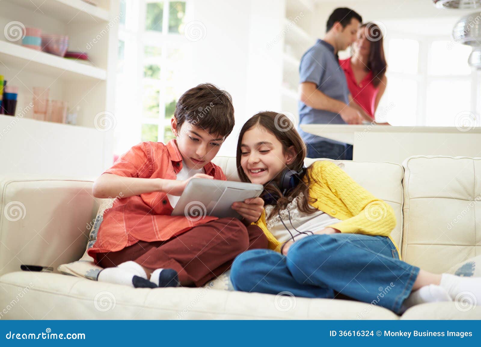 Children Playing with Digital Devices Stock Photo - Image of parent ...