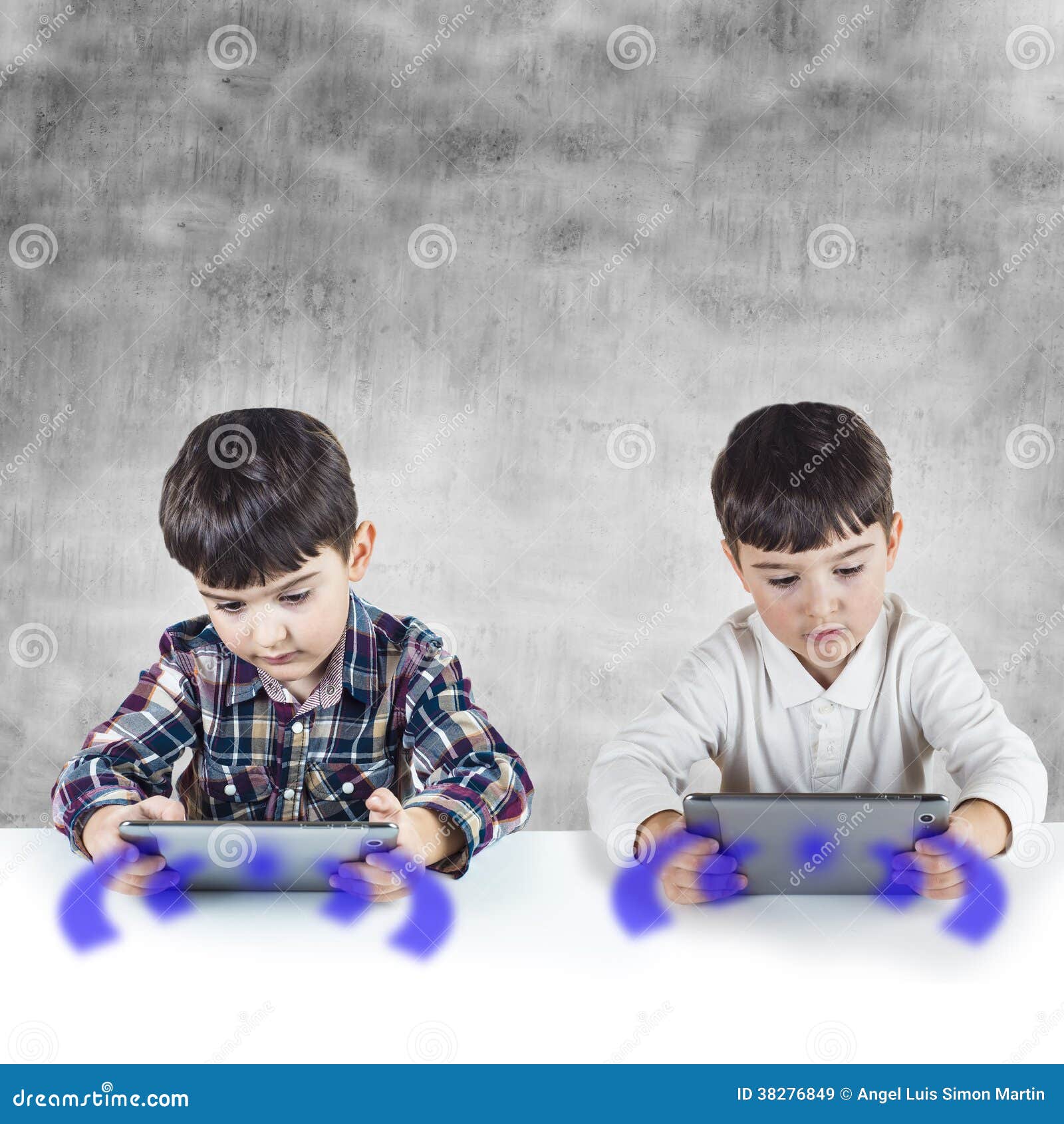 Children Playing with a Digital Tablet Stock Image - Image of online ...