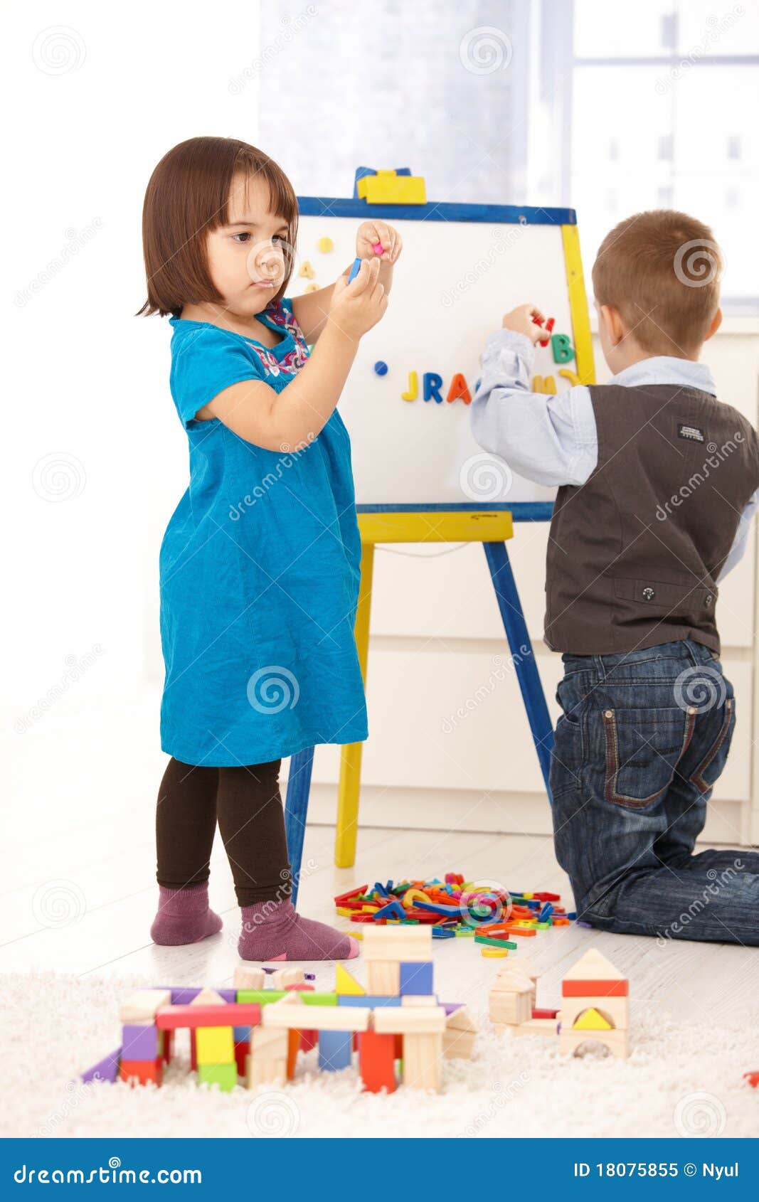 Children Playing with Drawing Board Stock Image - Image of five ...