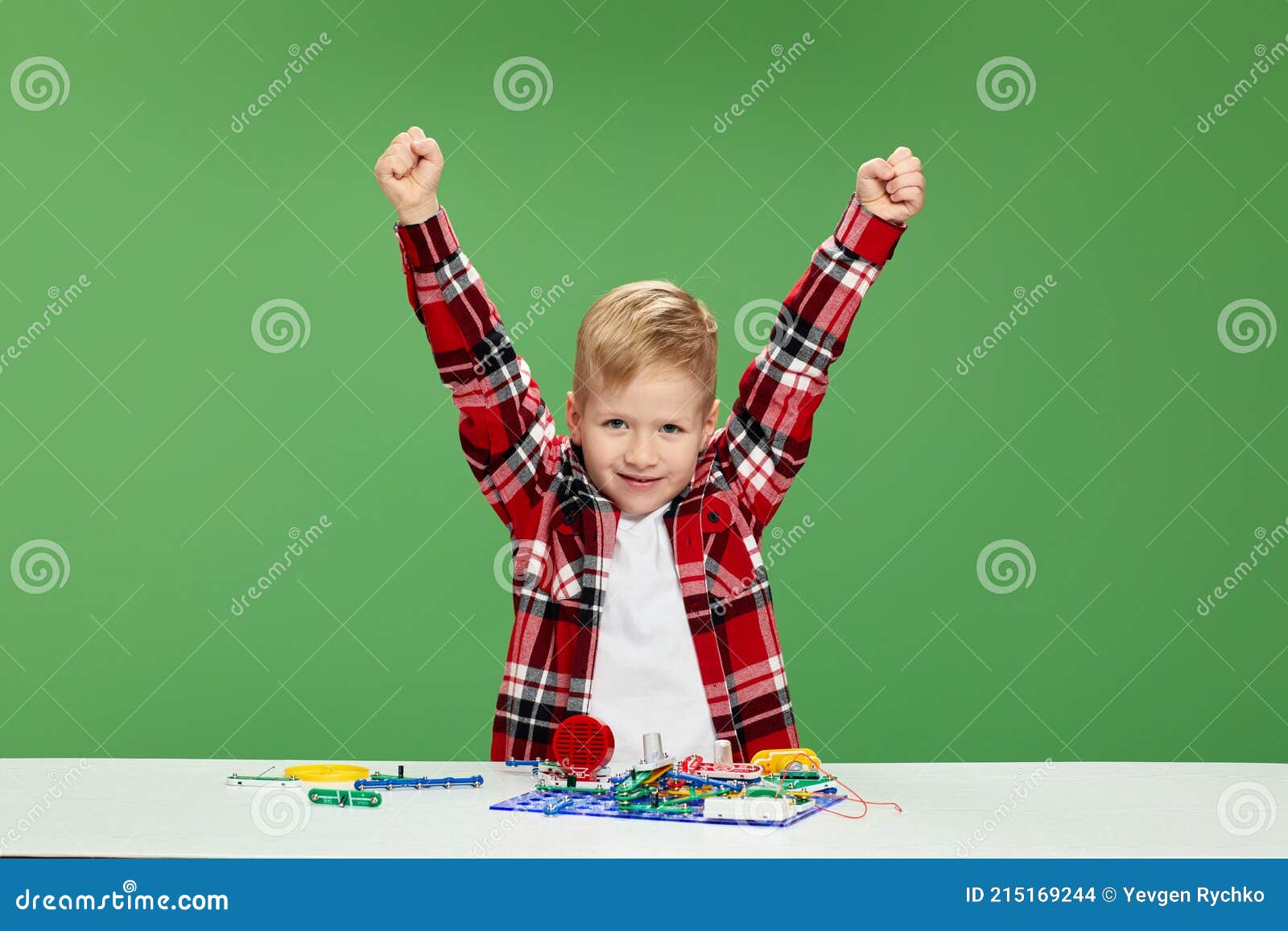 Children Playing with Electronic Constructor at Studio Stock Photo ...