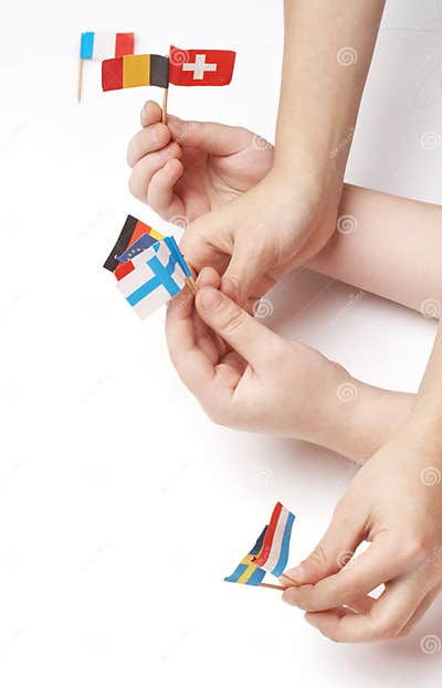 Children Playing with Flags Stock Image - Image of environment, land ...