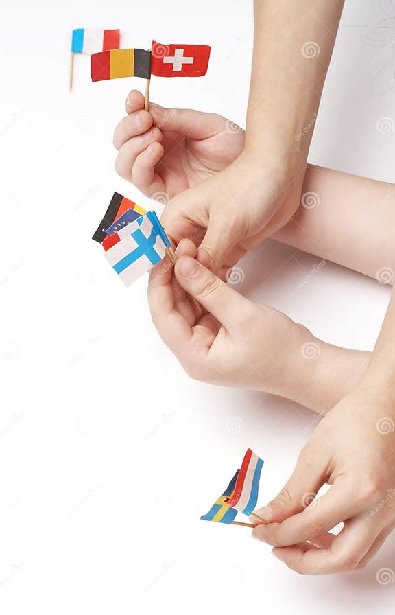 Children Playing with Flags Stock Image - Image of environment, land ...