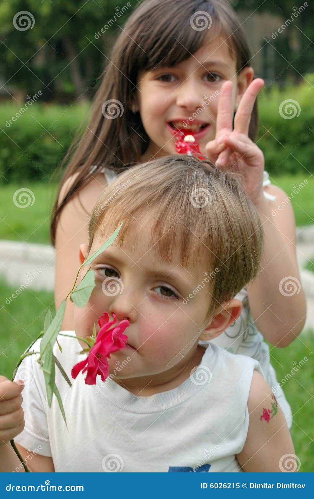 Children Playing with Flowers Stock Image - Image of people, cute: 6026215