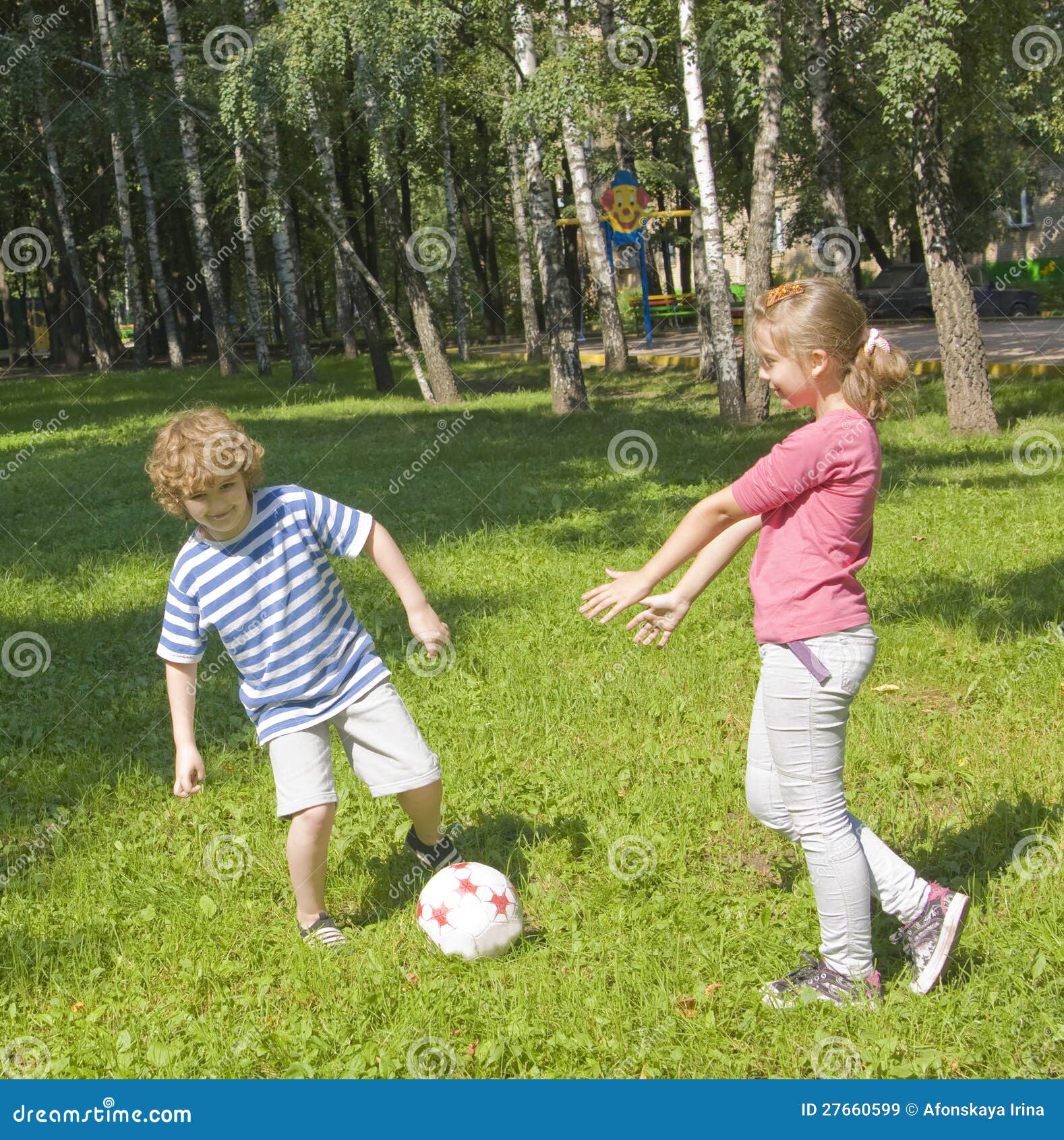 Children playing football stock image. Image of outdoors - 27660599