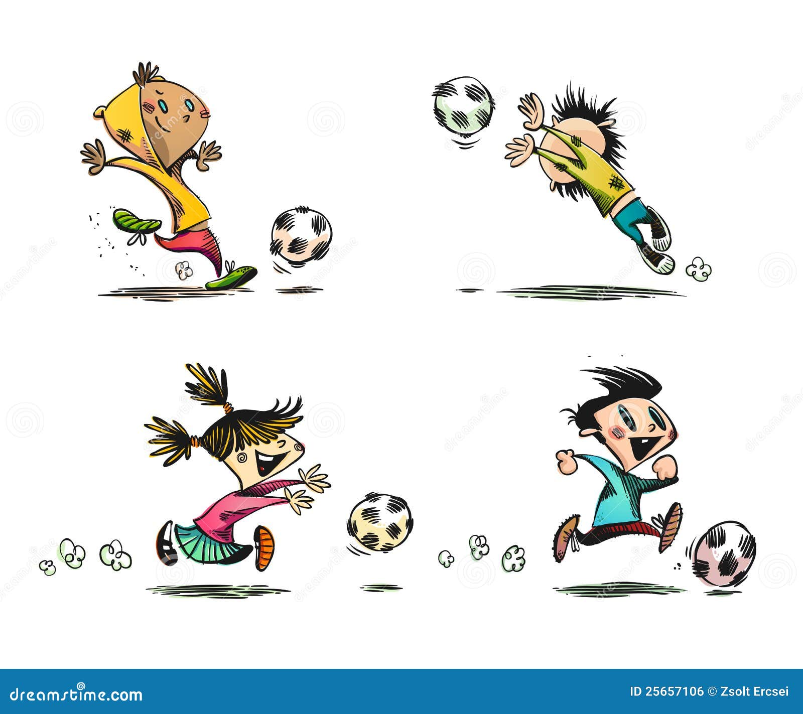 Children Playing Football, Soccer Vector Illustration | CartoonDealer ...