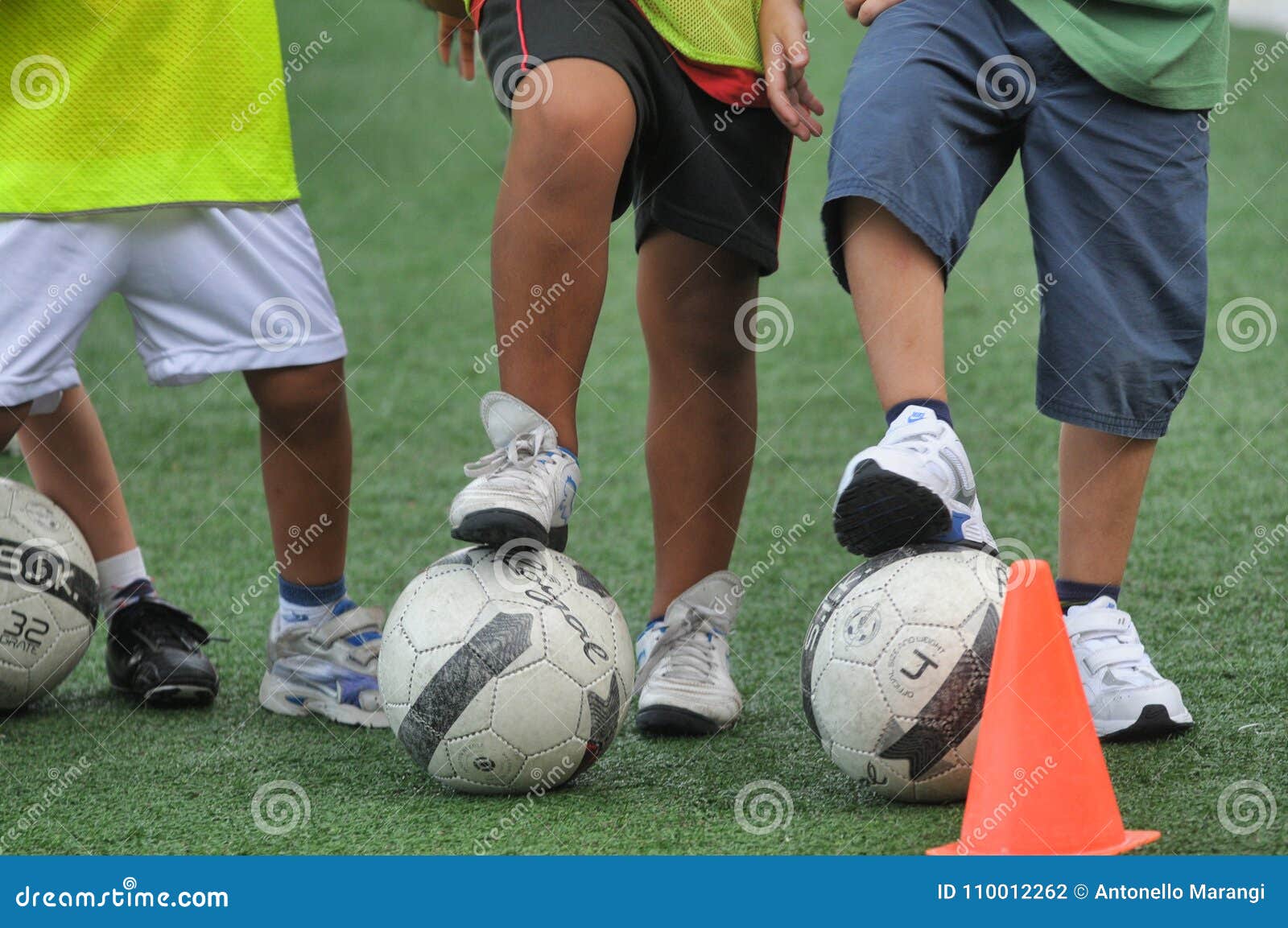 Children Playing in Football Soccer School with Instructor Editorial ...