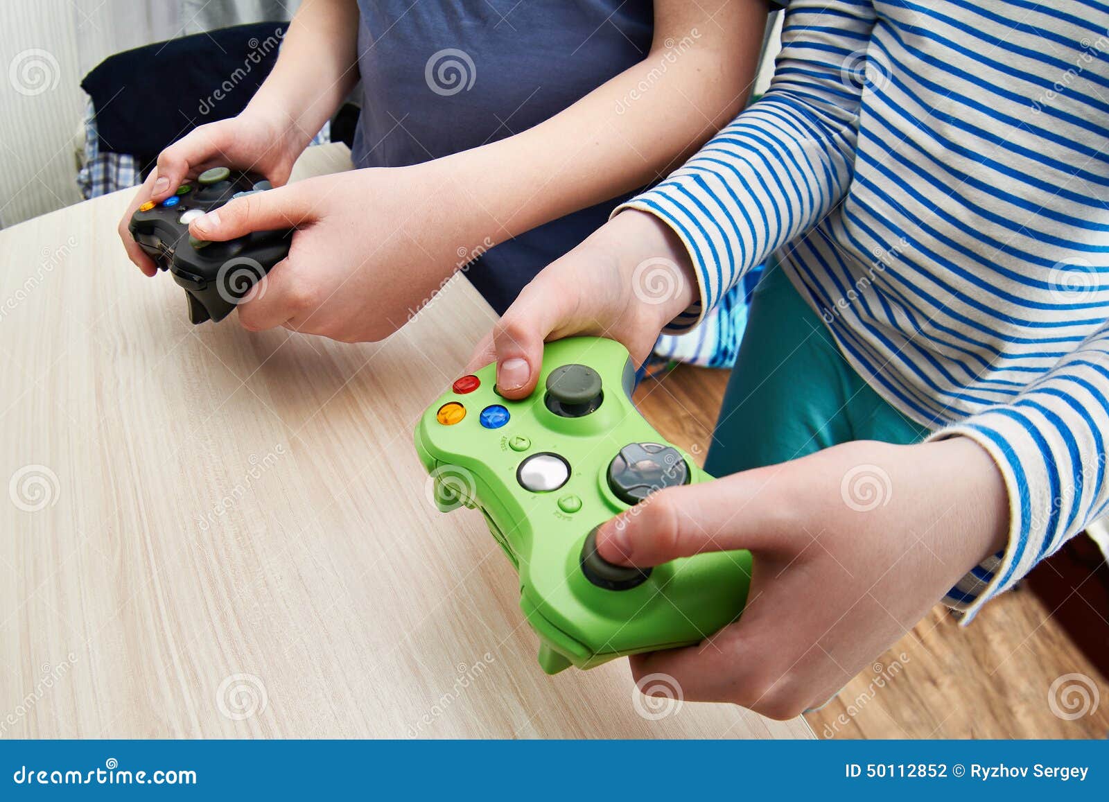 Children Playing on Games Console Stock Photo - Image of friends, child ...