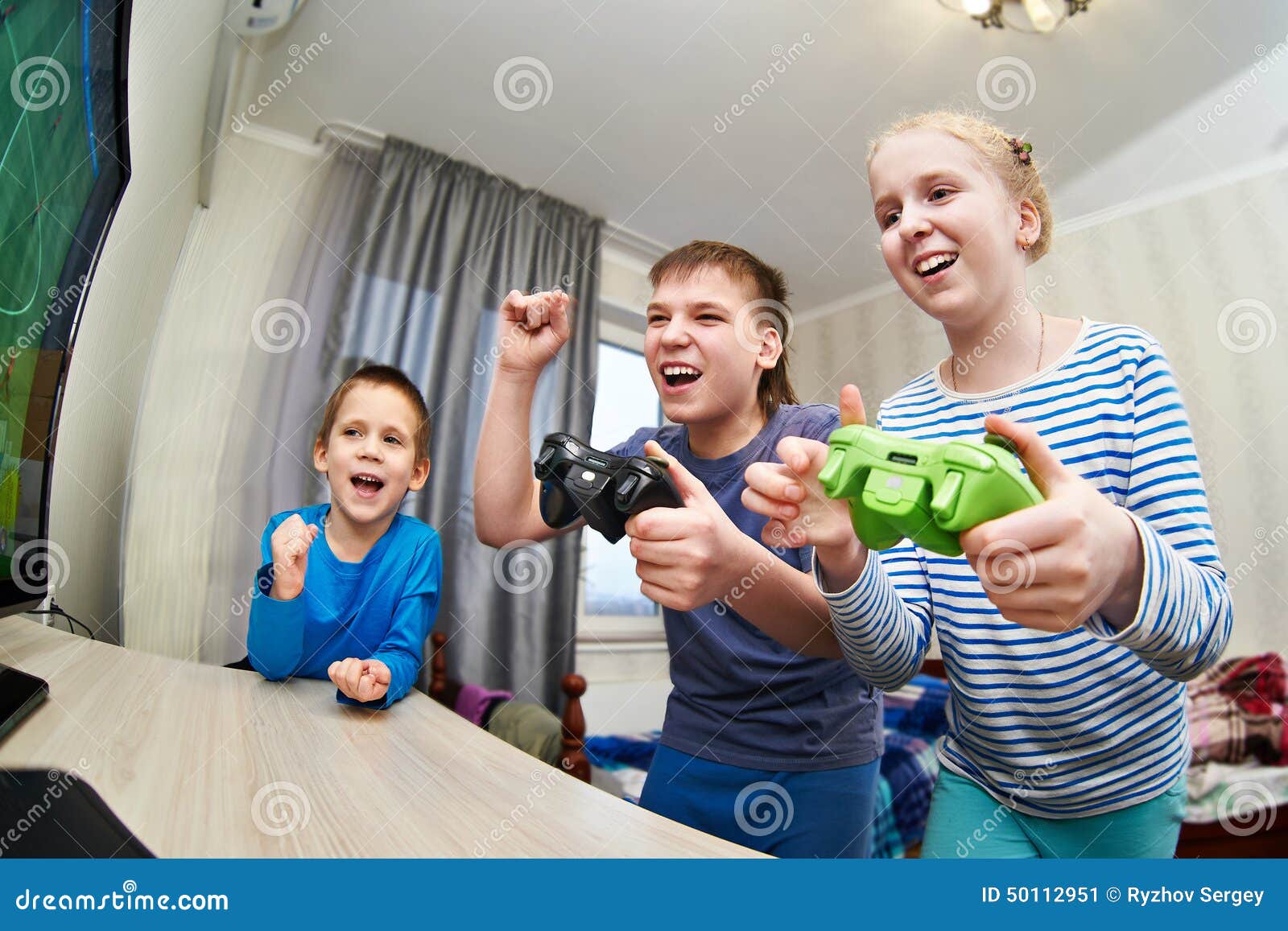 Children Playing on Games Console Stock Image - Image of online, enjoy ...