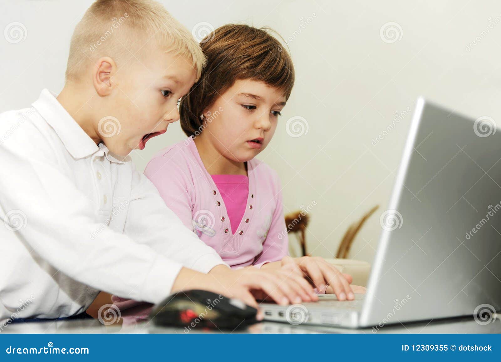Children Playing Games on Laptop Computer Stock Image - Image of ...