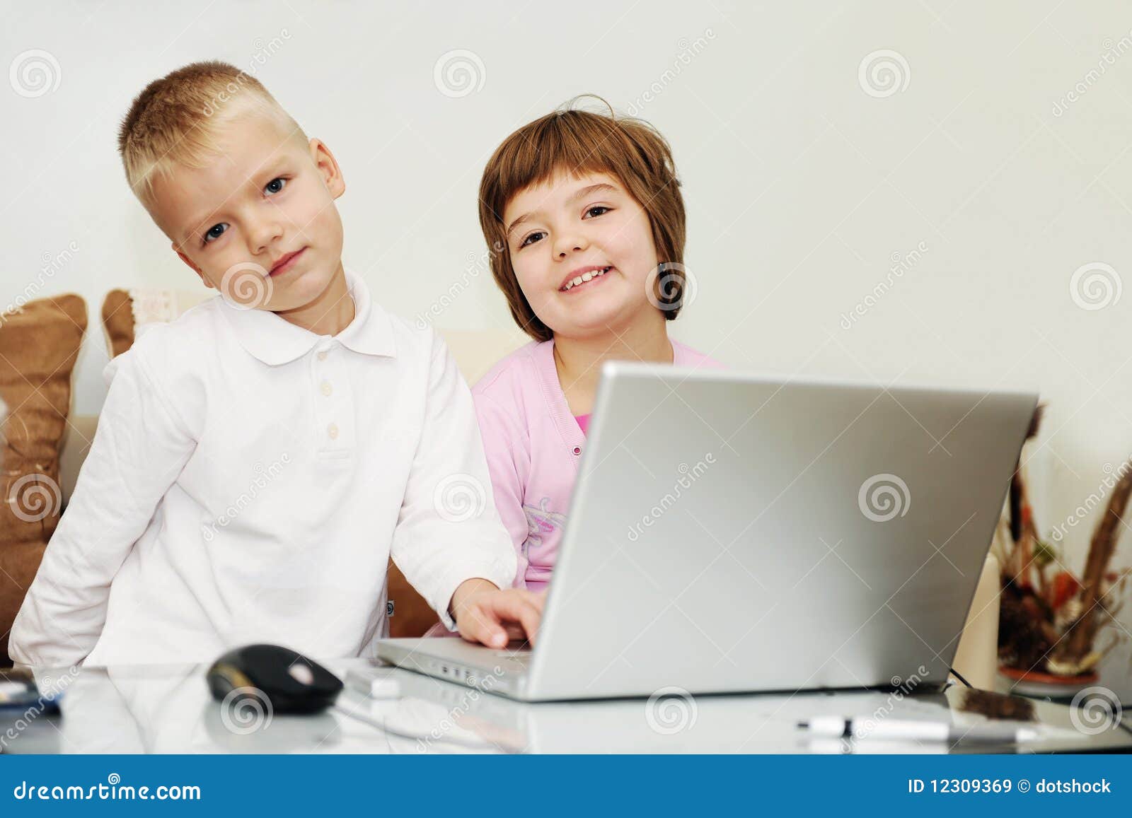 Children Playing Games on Laptop Computer Stock Image - Image of ...