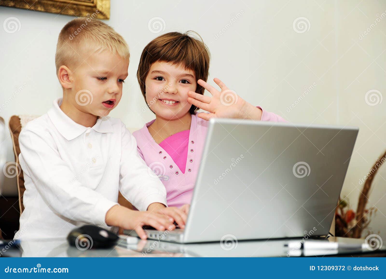 Children Playing Games on Laptop Computer Stock Photo - Image of ...