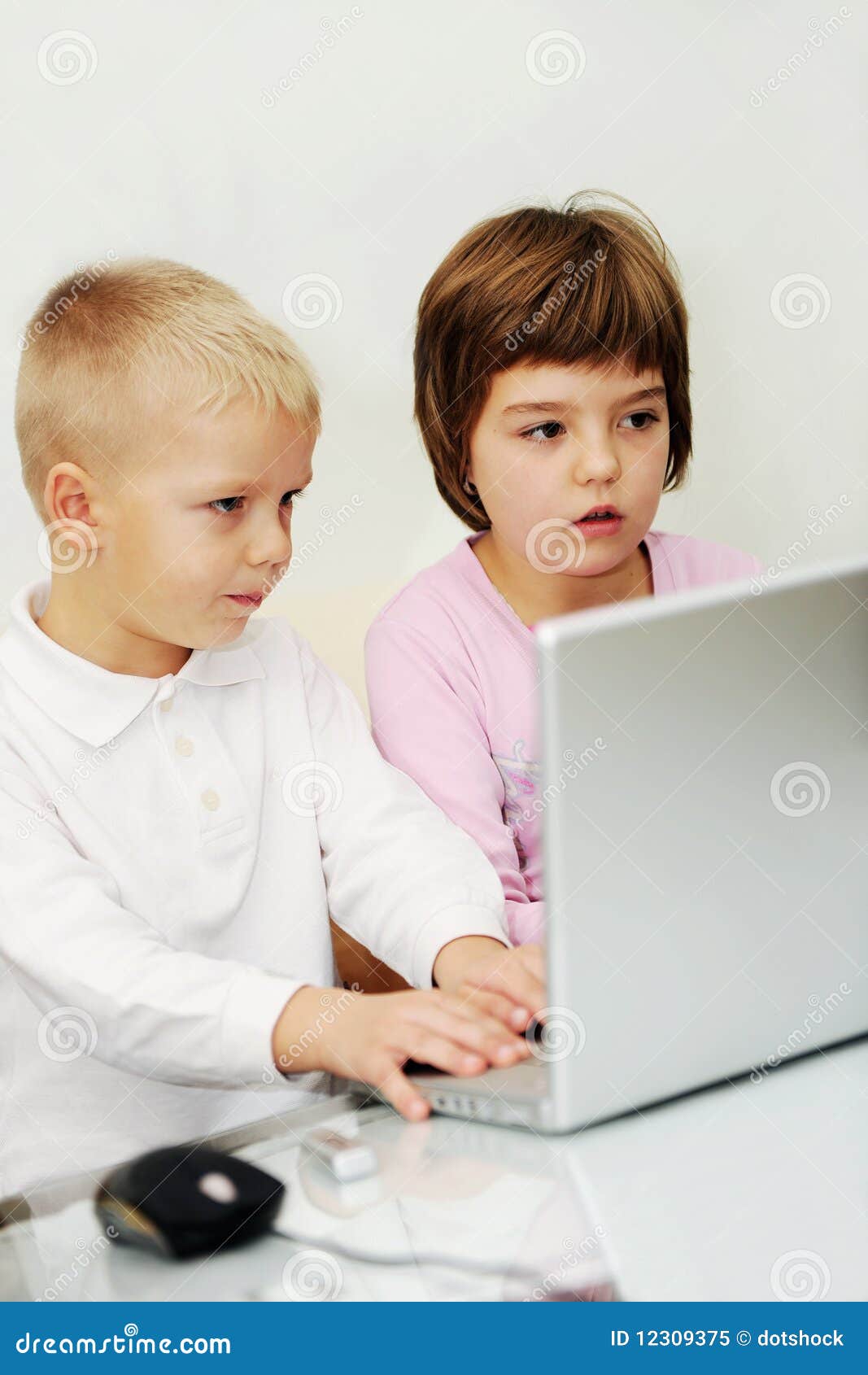 Children Playing Games on Laptop Computer Stock Image - Image of ...