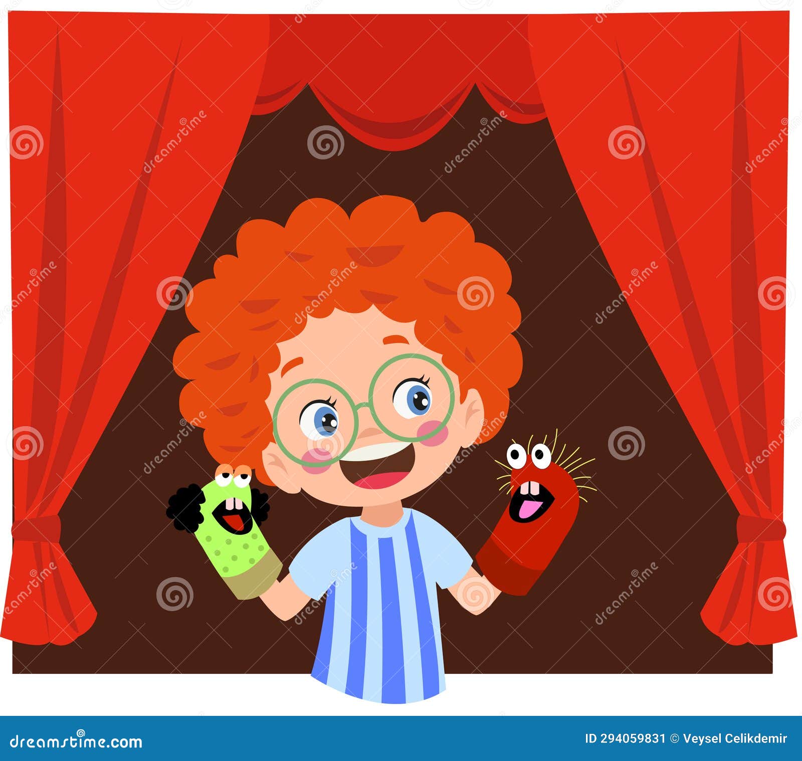 Children Playing With Hand Puppets Cartoon Vector | CartoonDealer.com ...