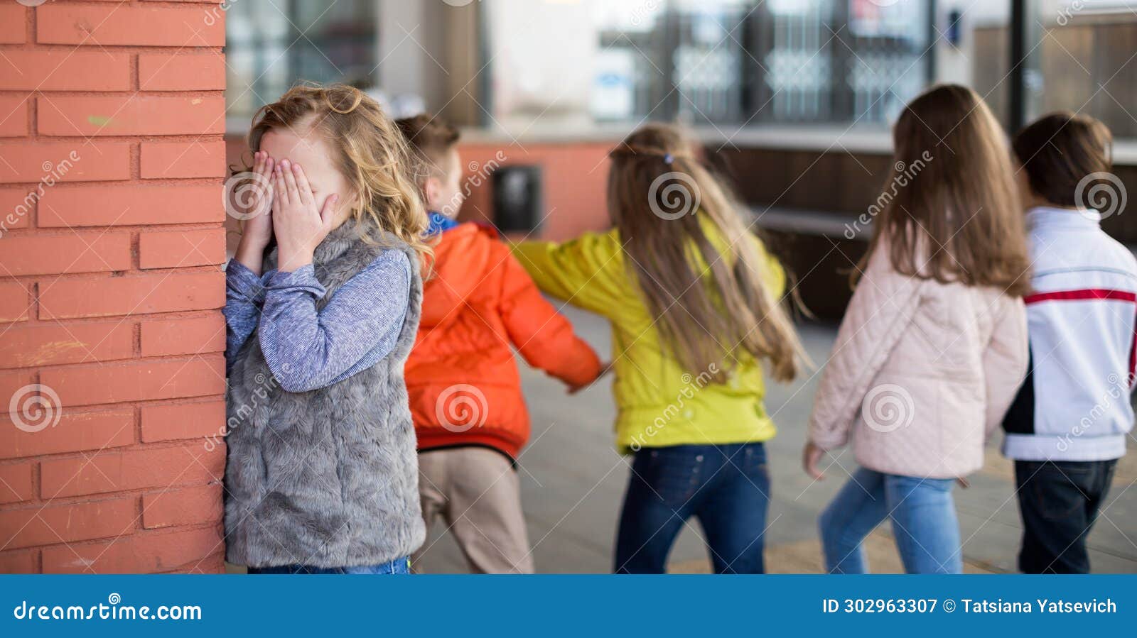 Children Playing Hide and Seek in the Schoolyard Stock Image - Image of ...