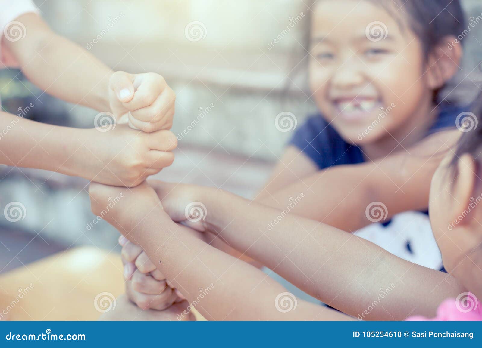 Children Playing and Holding Hands Together Stock Photo - Image of ...