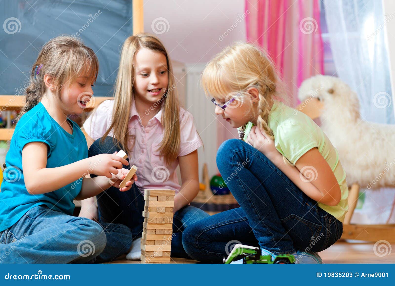 Children playing at home stock image. Image of floor - 19835203