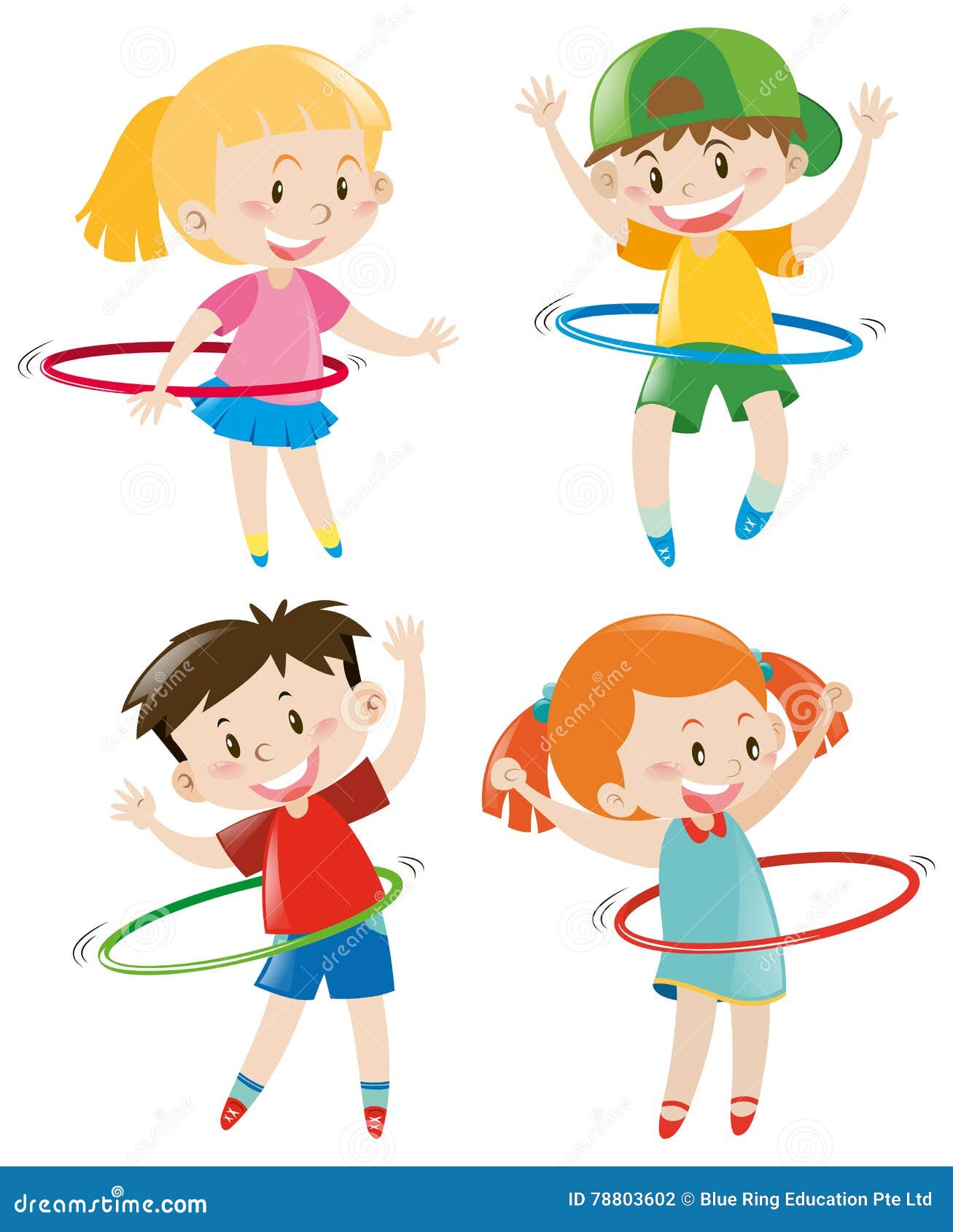 Children Playing Hula Hoops Stock Vector - Illustration of group ...