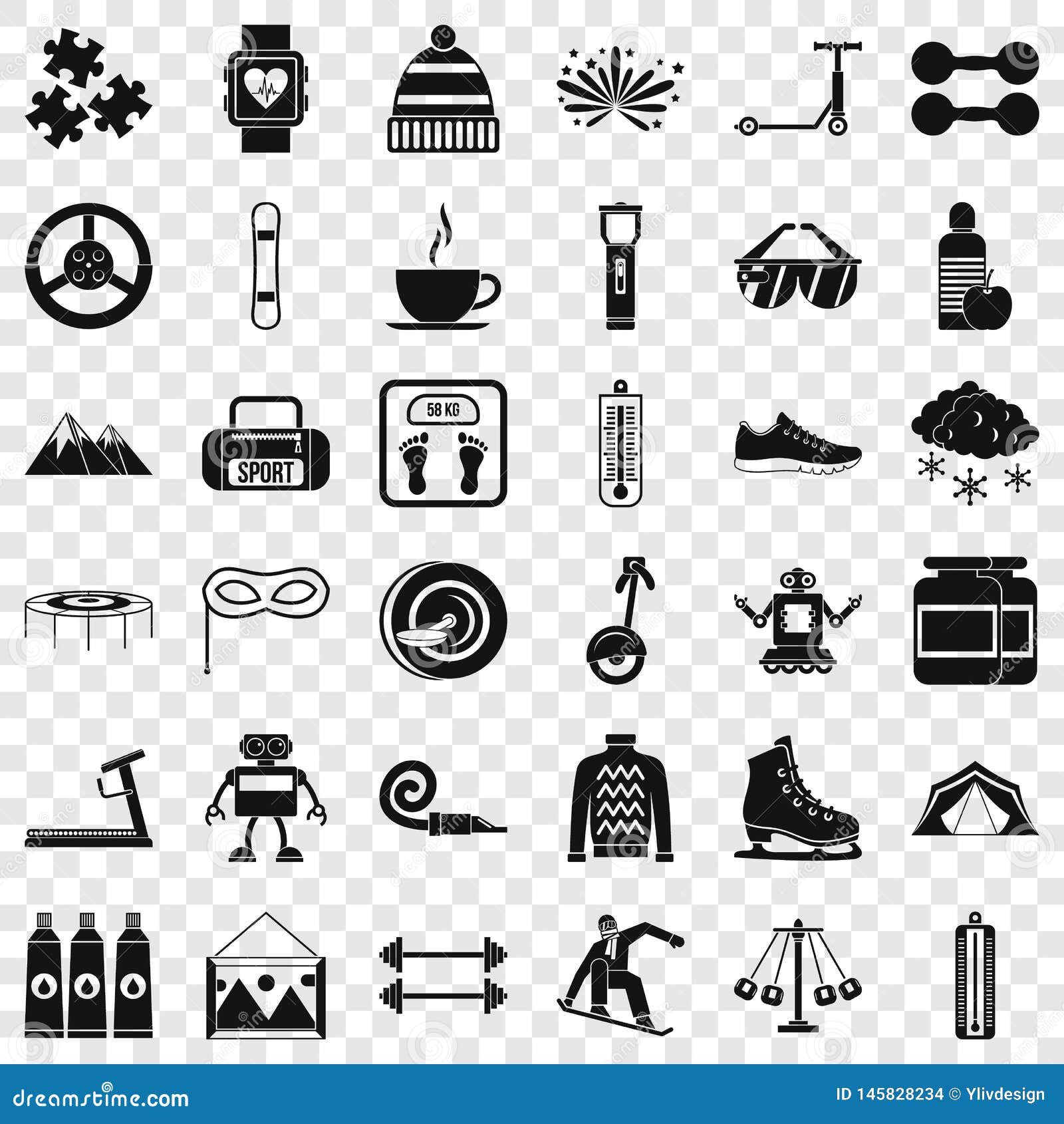 Children Playing Icons Set, Simple Style Stock Vector - Illustration of ...