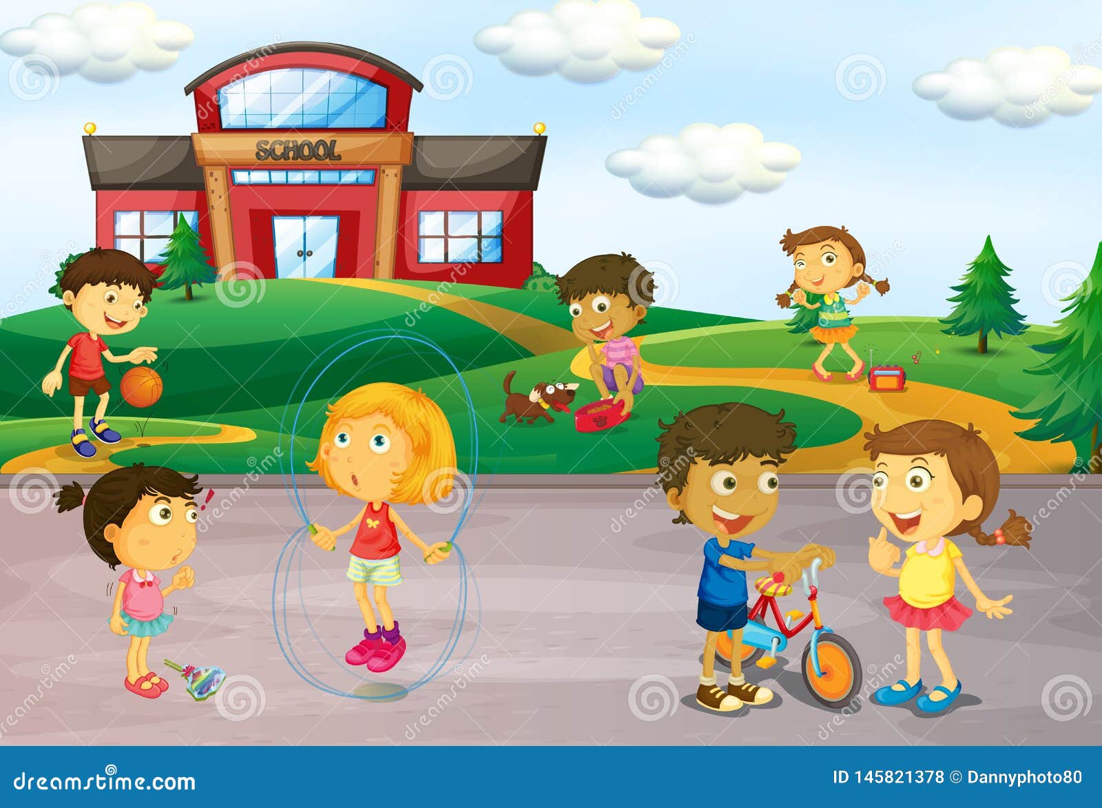 Children Playing In School Clipart