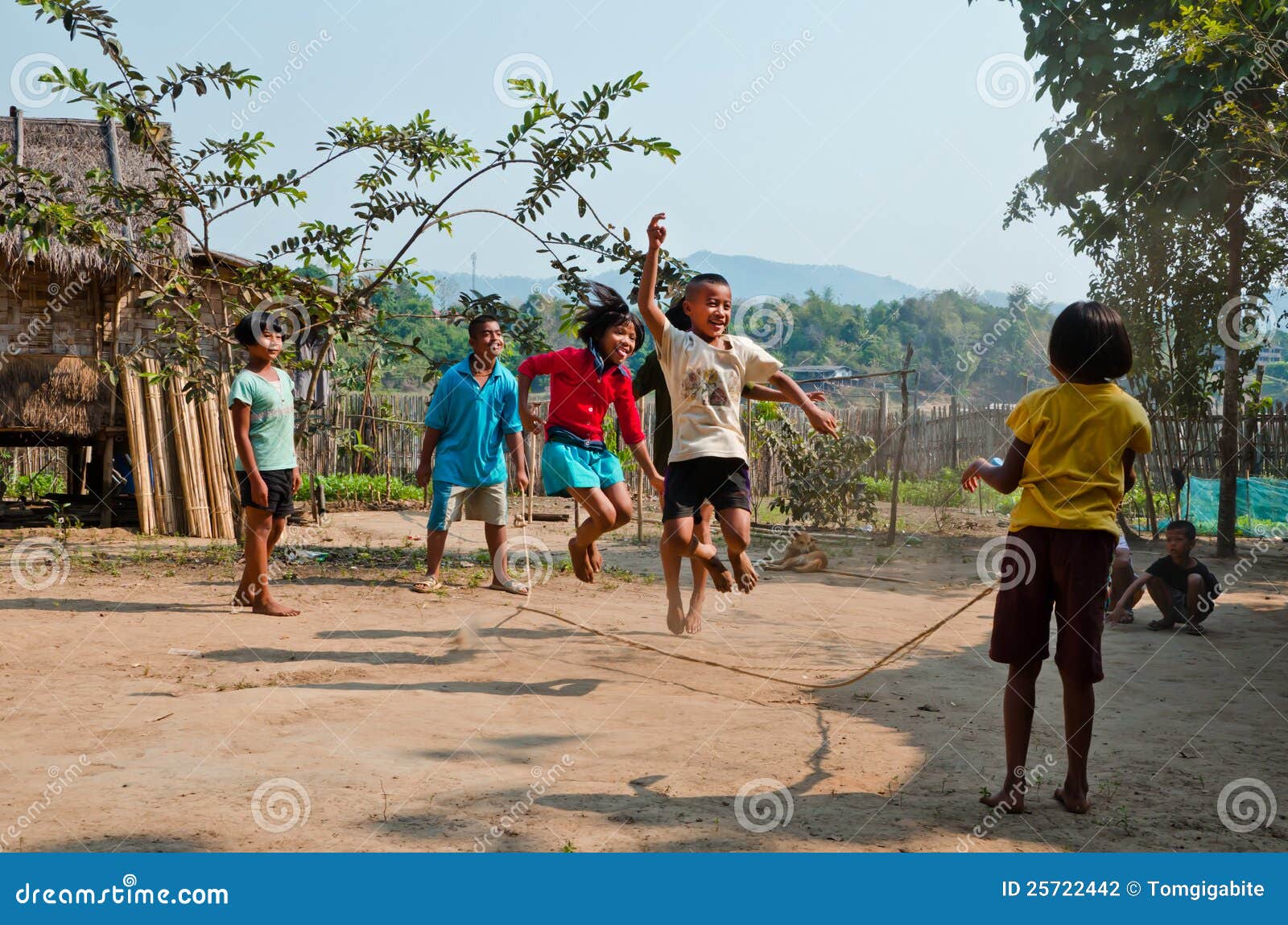 Children Playing Kra Dod Cheark (the Rope Jumpin Editorial Photography ...