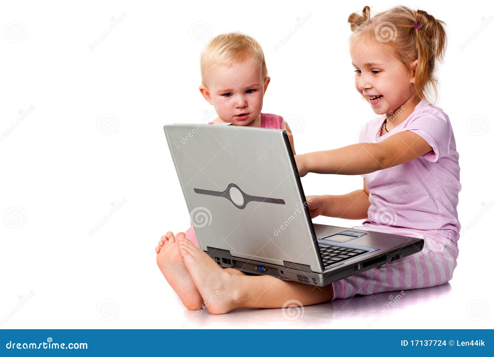 Children playing on laptop stock photo. Image of family - 17137724