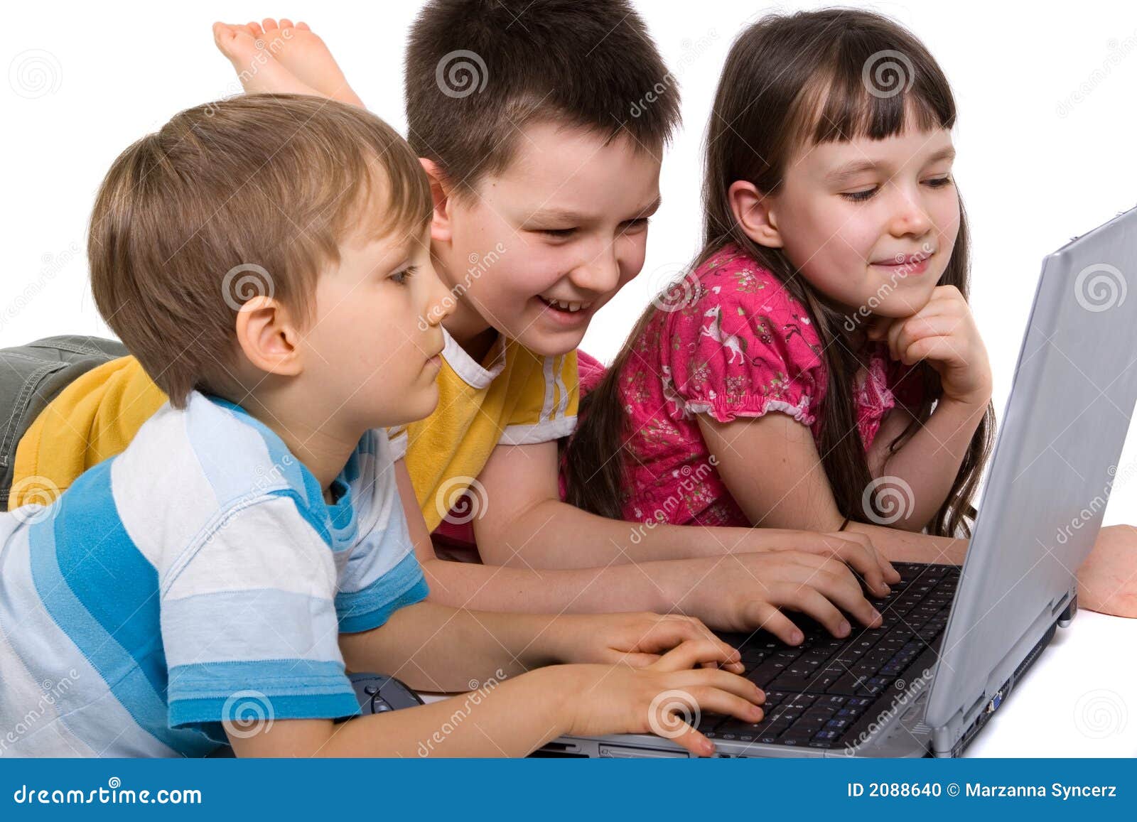 Children Playing on Laptop stock photo. Image of computer - 2088640
