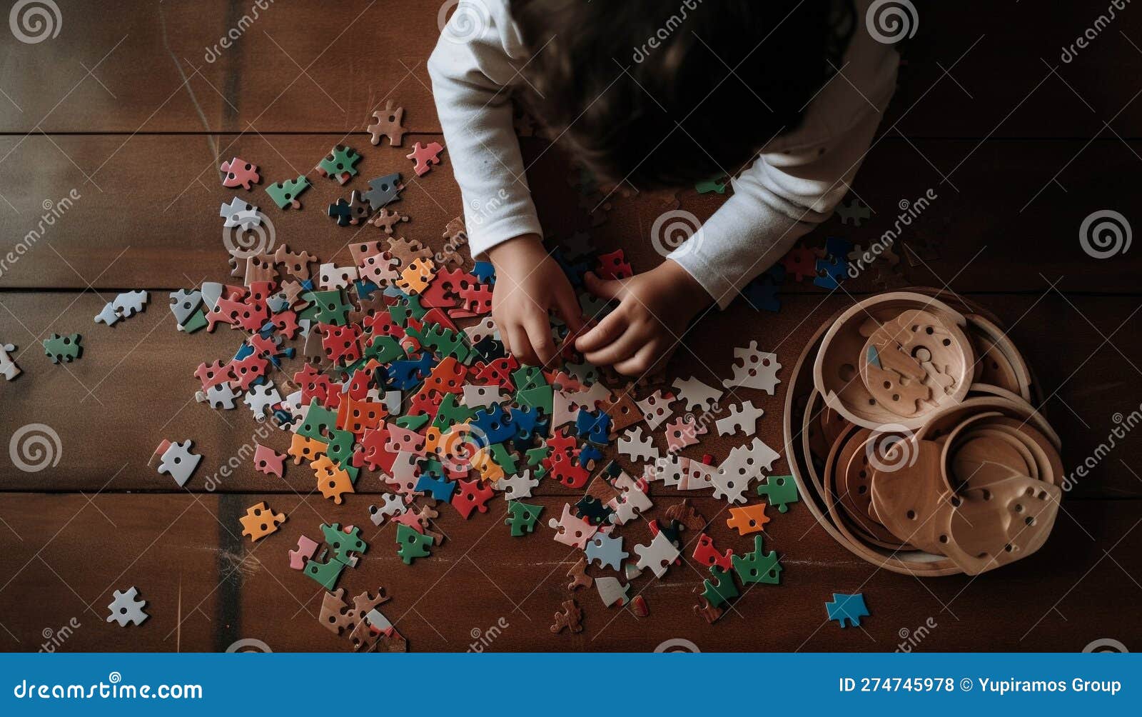 Children Playing,learning and Creating Puzzles Indoors Generated by AI ...