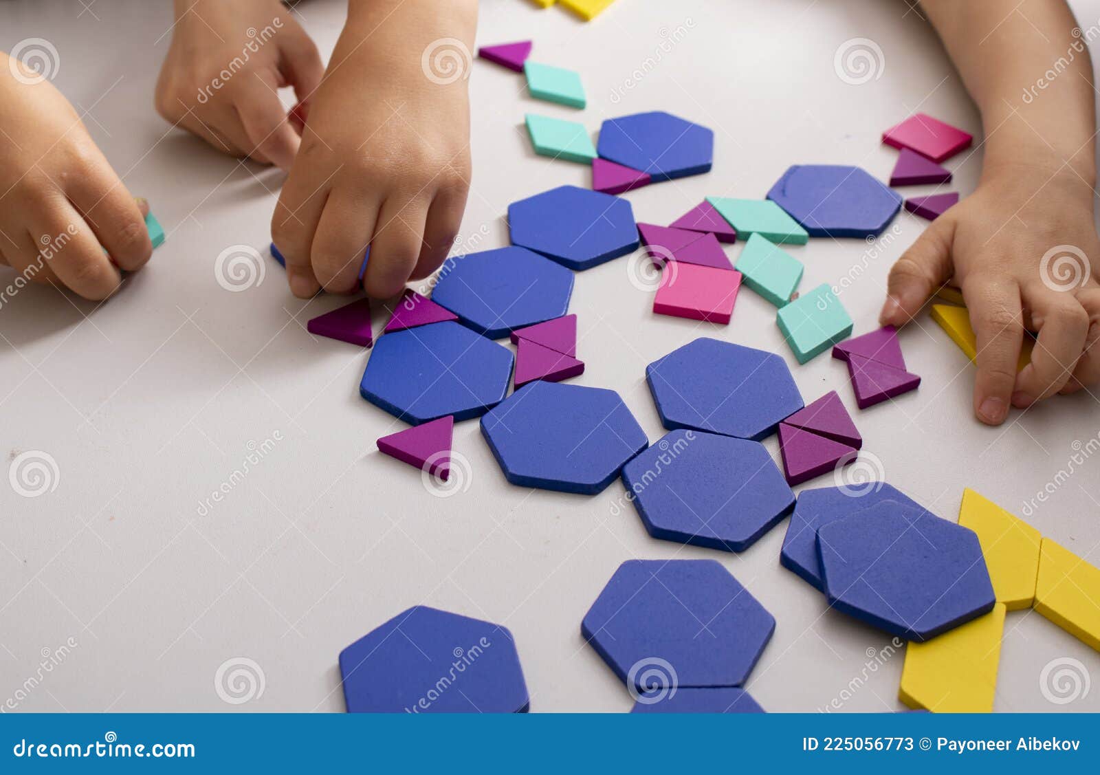 Children Playing with Multicolor Blocks at Home Stock Image - Image of ...