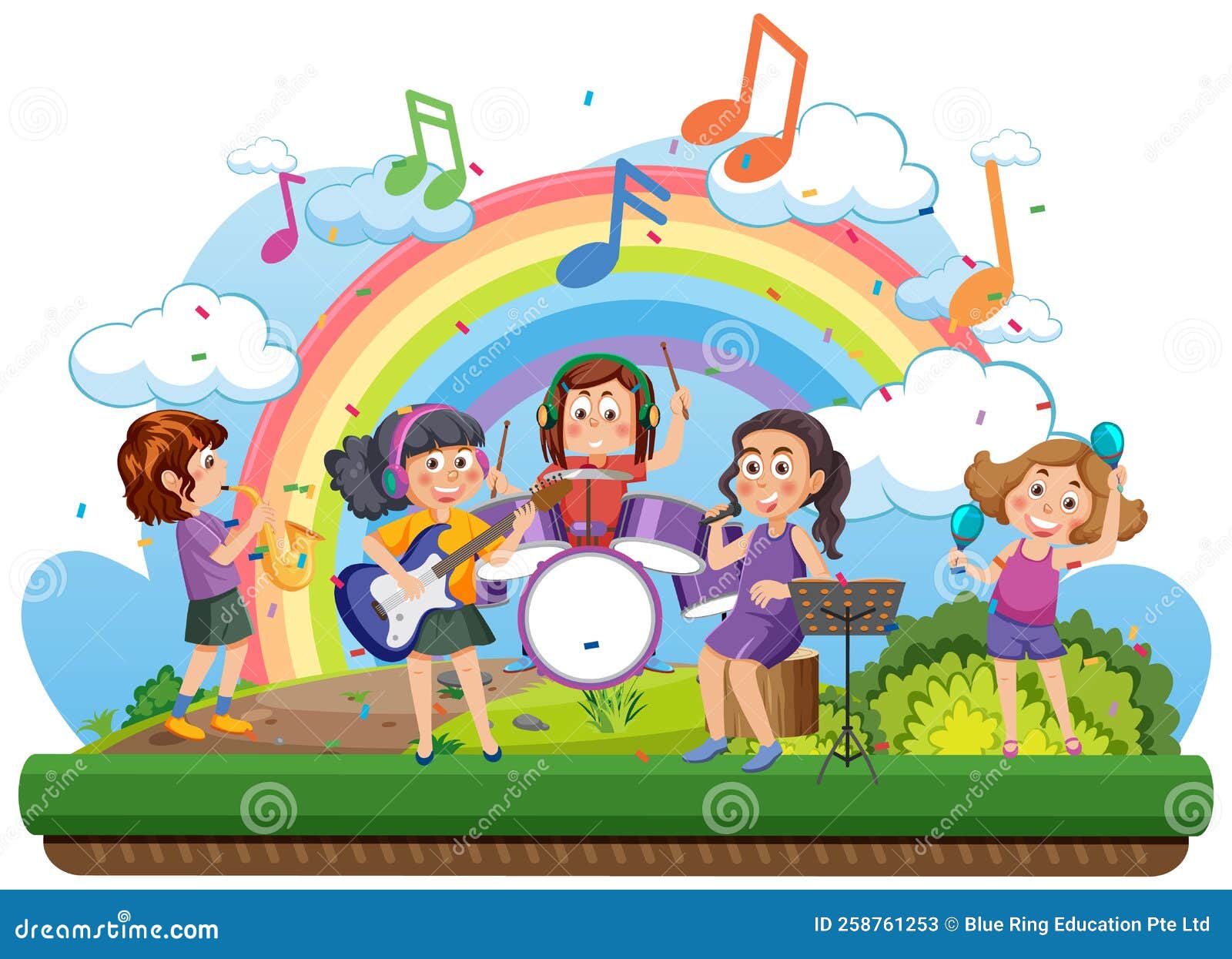 Children Playing Music at Park Stock Vector - Illustration of child ...