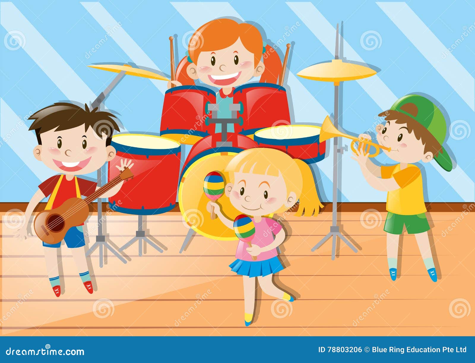 Children Playing Music Together Stock Vector - Illustration of musical ...