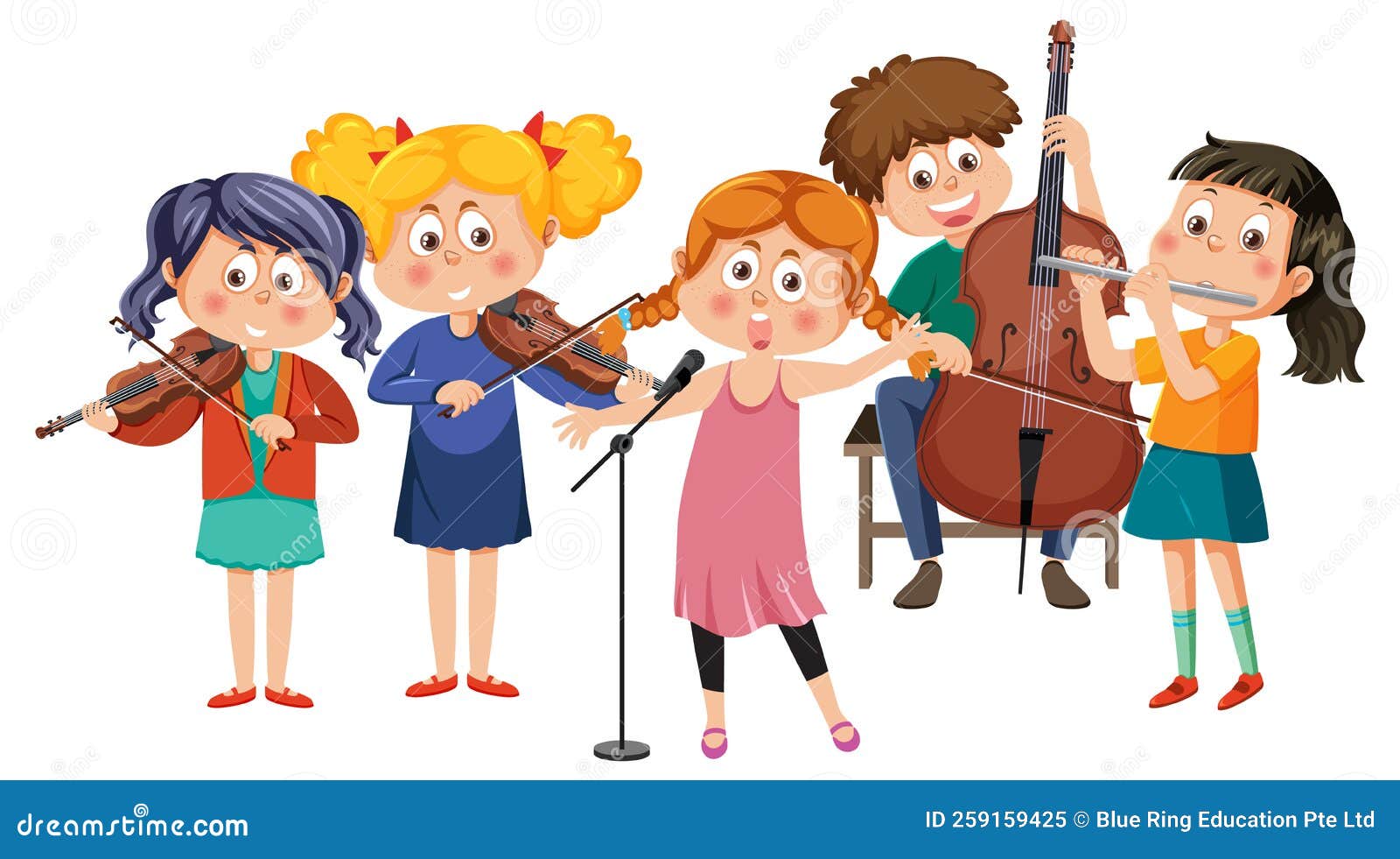 Children Playing Musical Instrument Stock Vector - Illustration of band ...