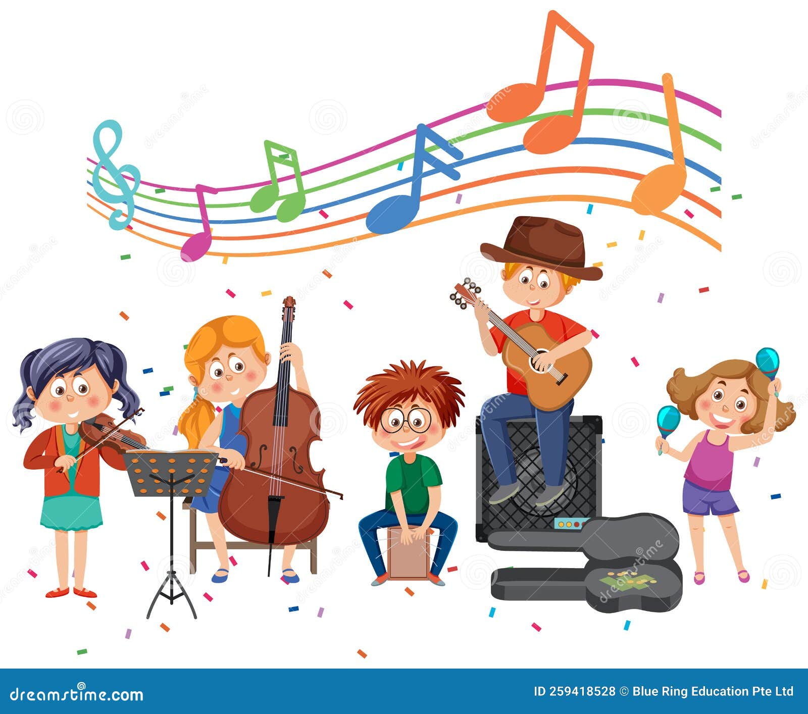 Children Playing Musical Instrument Stock Vector - Illustration of clip ...