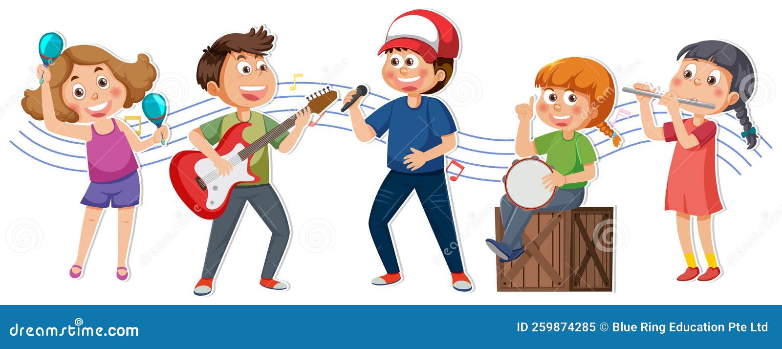 Children Playing Musical Instrument Stock Vector - Illustration of ...