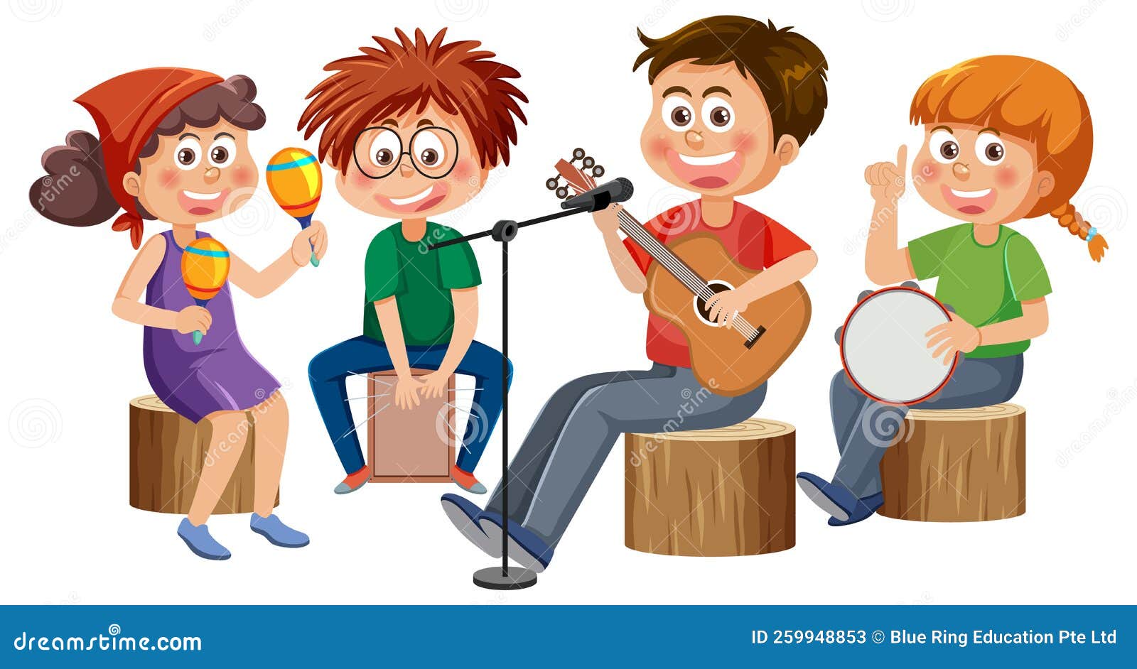 Children Playing Musical Instrument Stock Vector - Illustration of ...