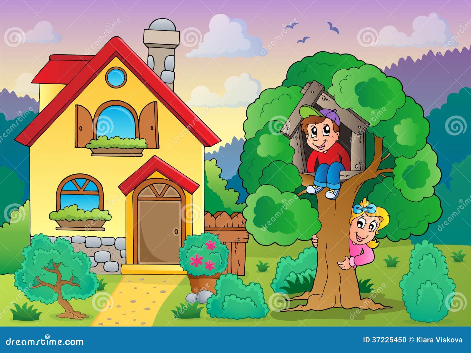 People In Treetop Vector Illustration | CartoonDealer.com #5726138