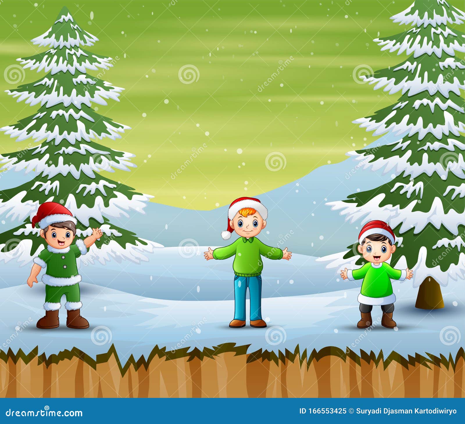 Children Playing Outside in Winter 向量例证 - 插画 包括有 使用, 例证: 166553425