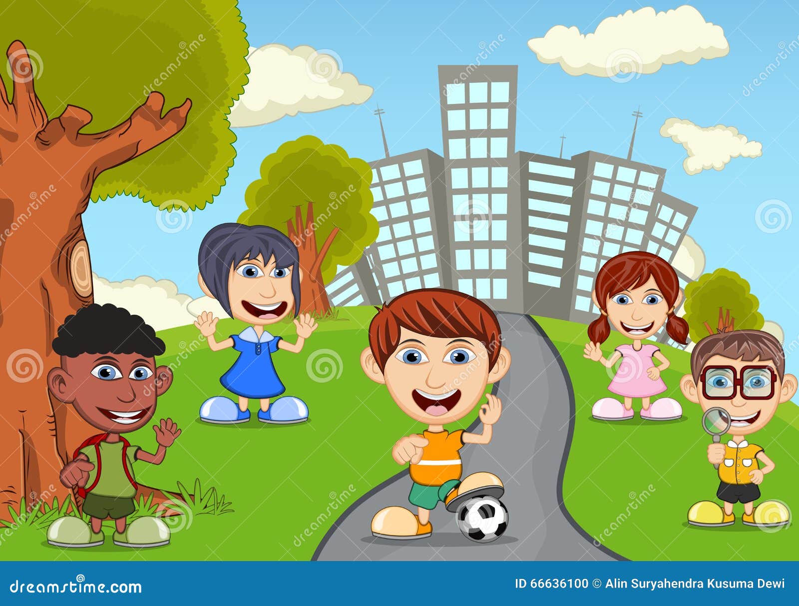 Children Playing in the Park Cartoon Stock Vector - Illustration of ...