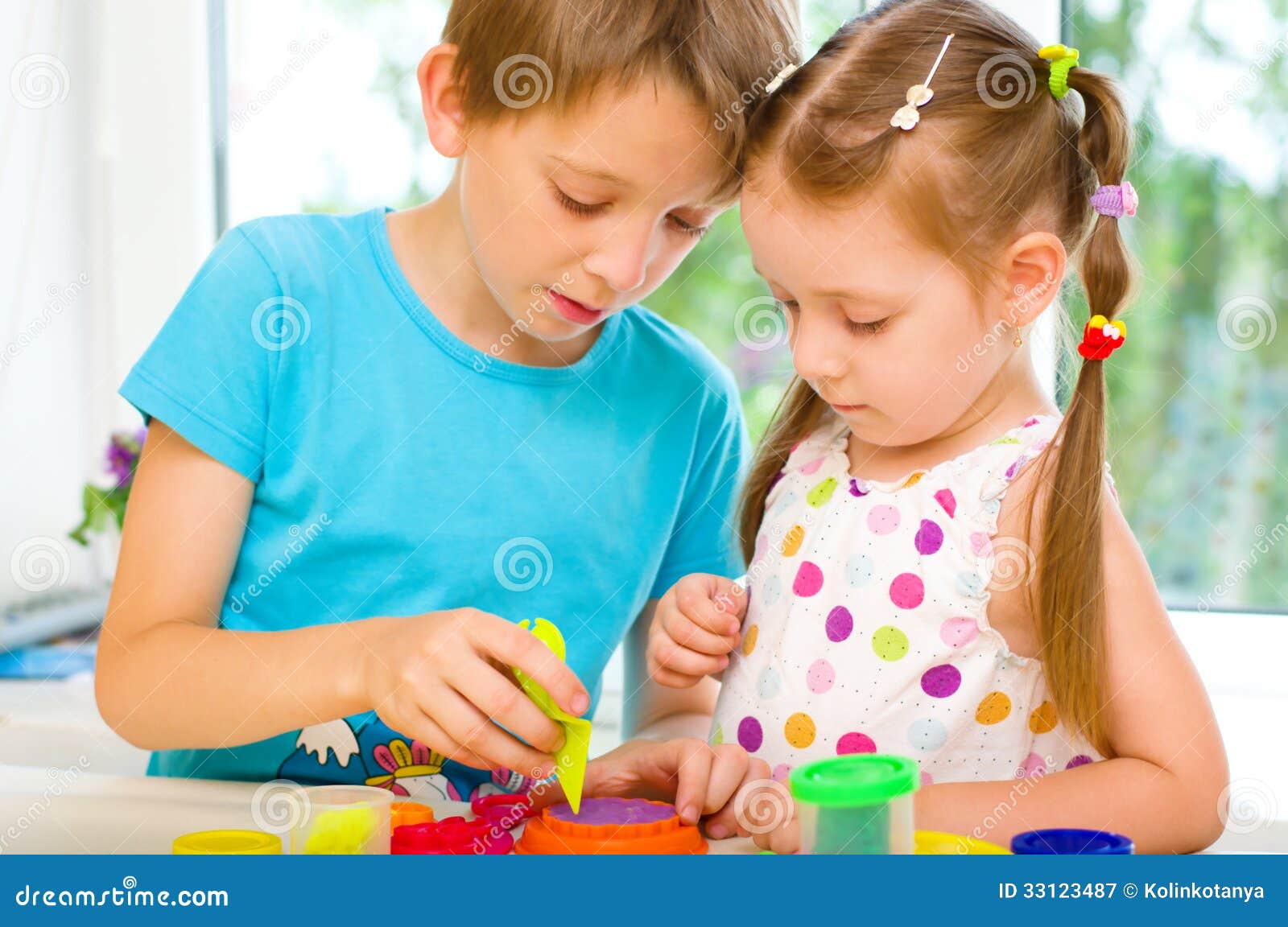 Children Playing with Play Dough Stock Image - Image of colors, hand ...