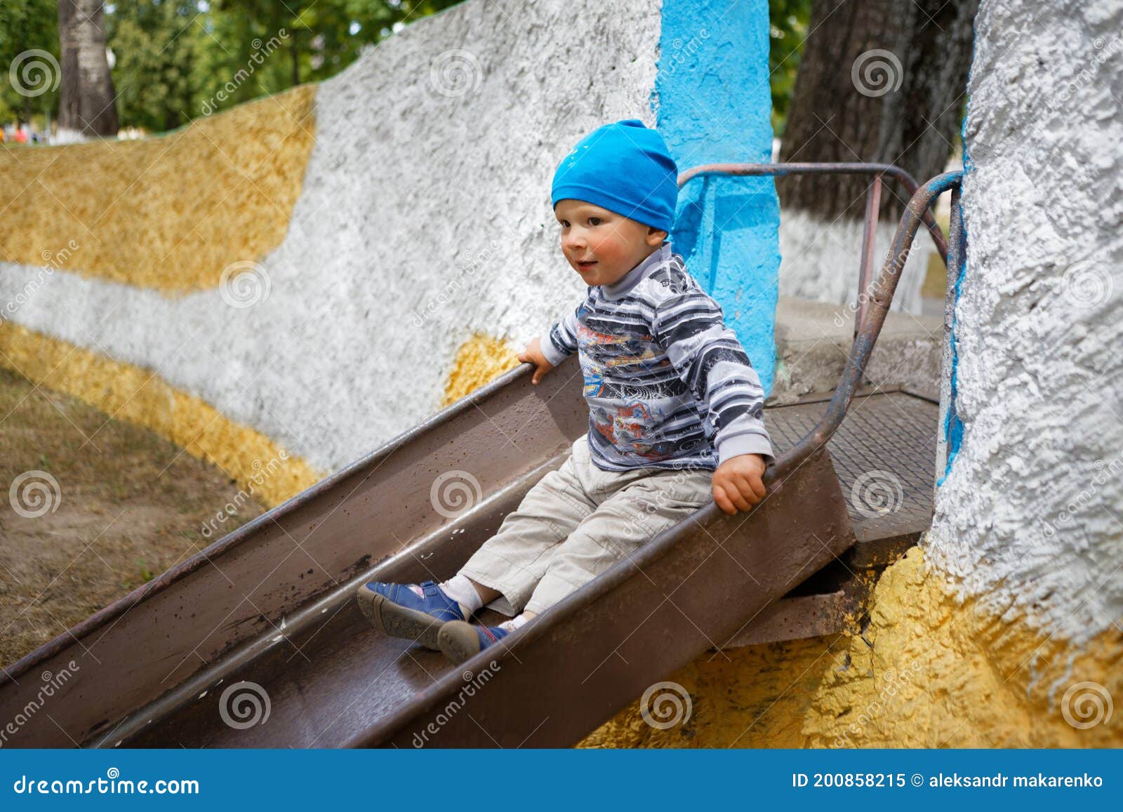 Children Playing on the Playground in the Park Stock Image - Image of ...
