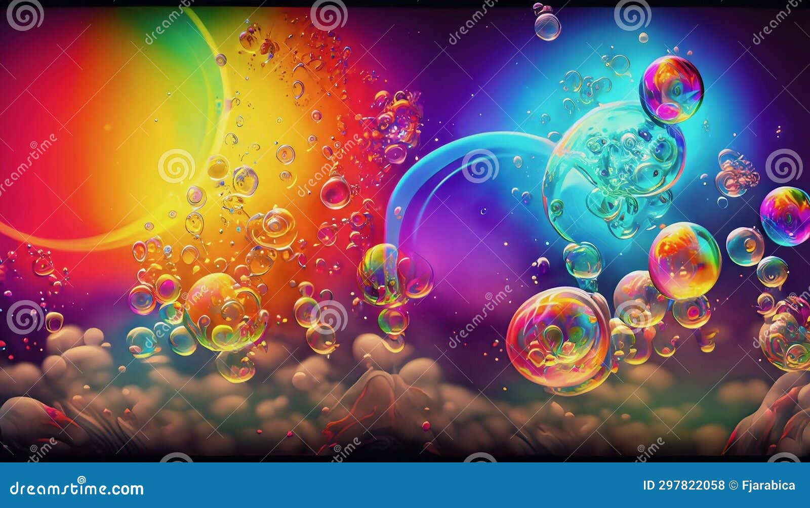 Children Playing in Rainbow Day with Bubbles Stock Illustration ...