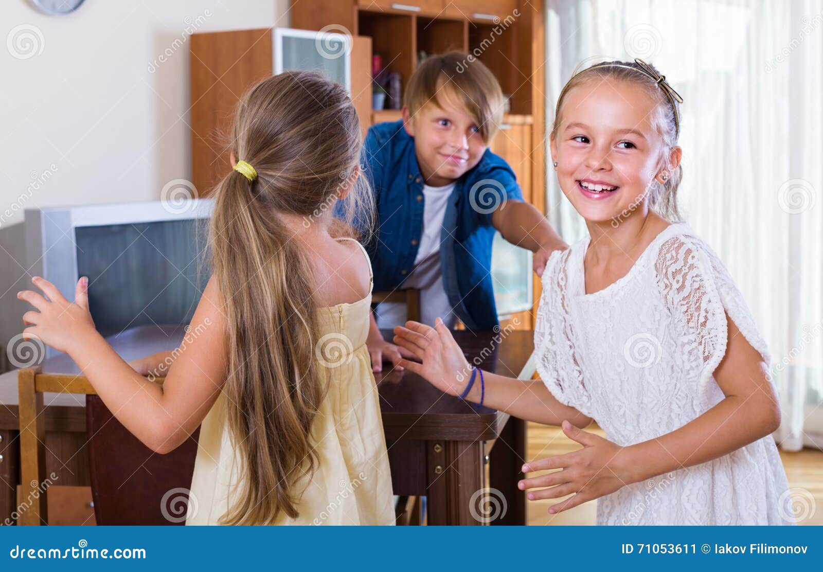 Children playing romp game stock image. Image of flat - 71053611