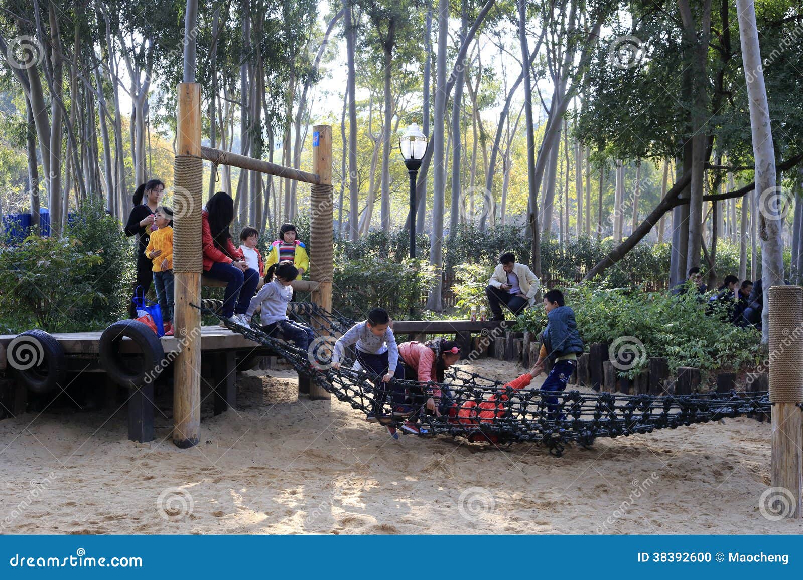Children Playing in Rope Bridge Editorial Image - Image of female ...