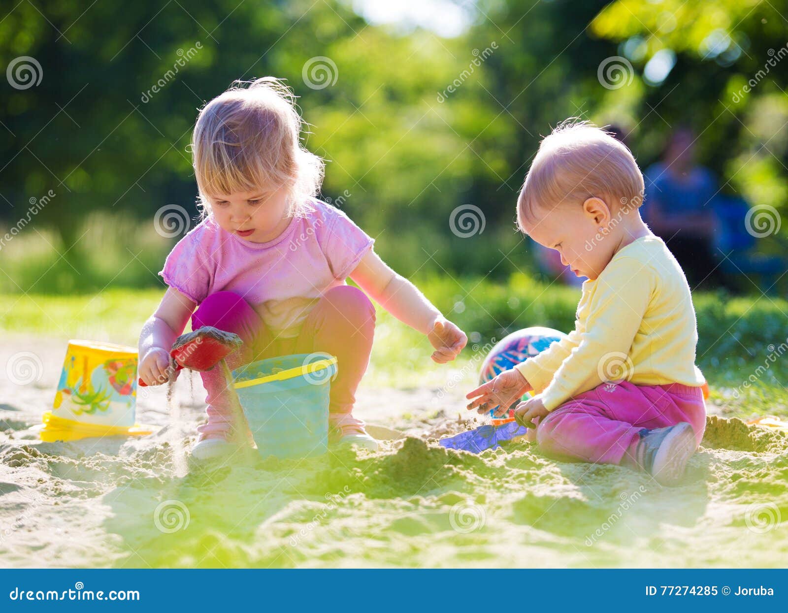 Children Playing in Sandbox Stock Image - Image of toddler, blond: 77274285