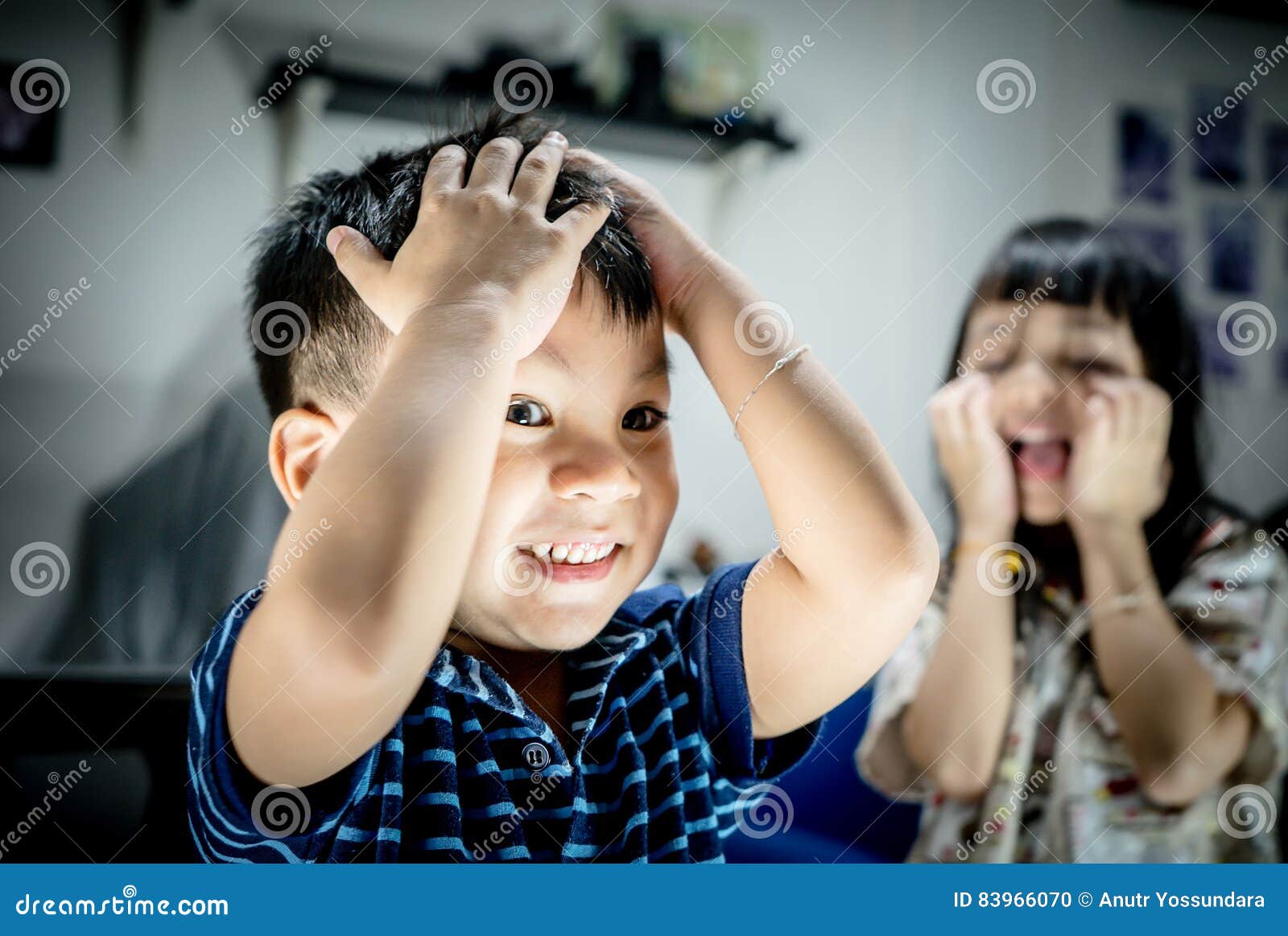 Children Playing Scary Ghost Faces. Stock Photo - Image of child ...