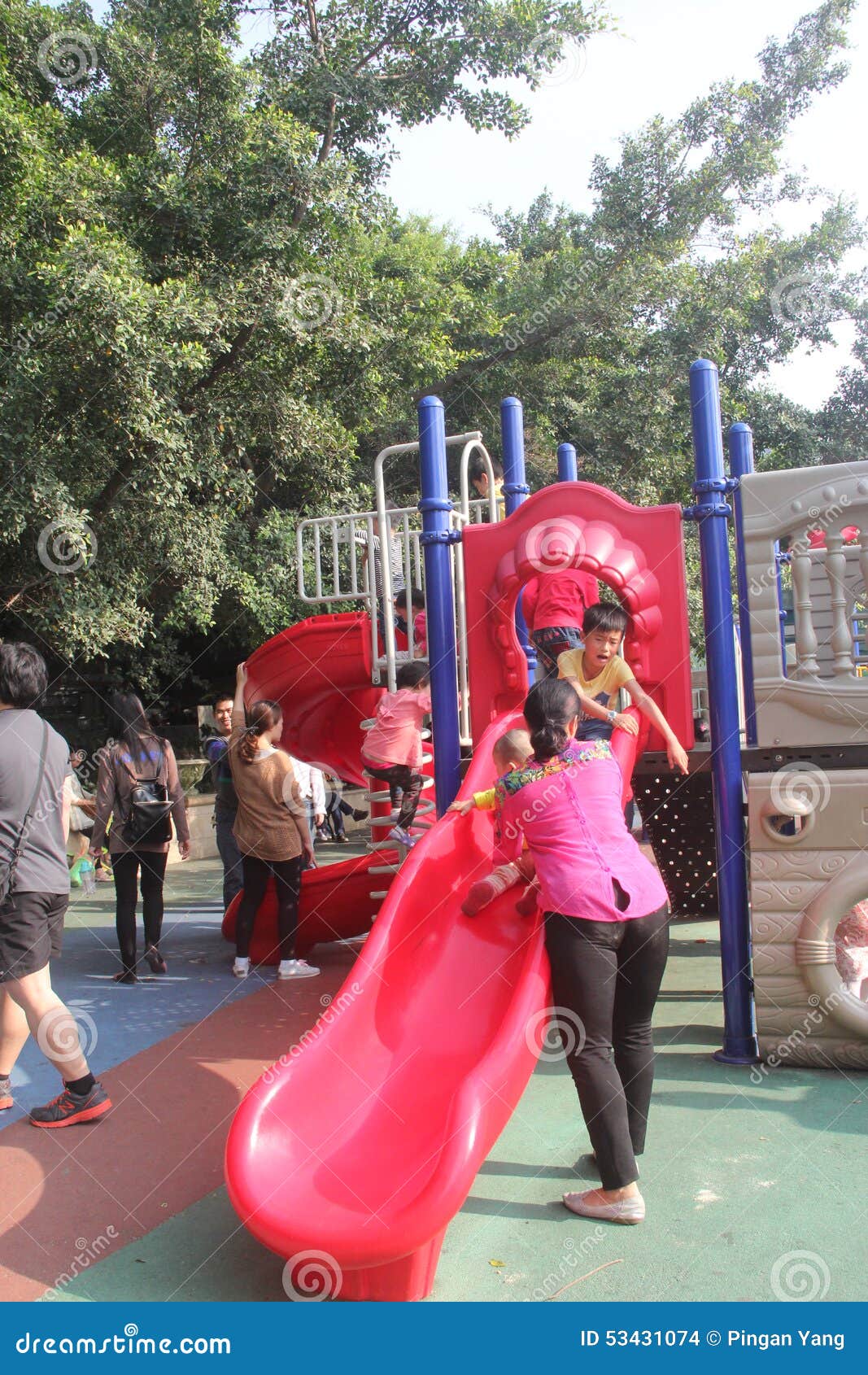 The Children Playing on the Slide Editorial Stock Image - Image of ...